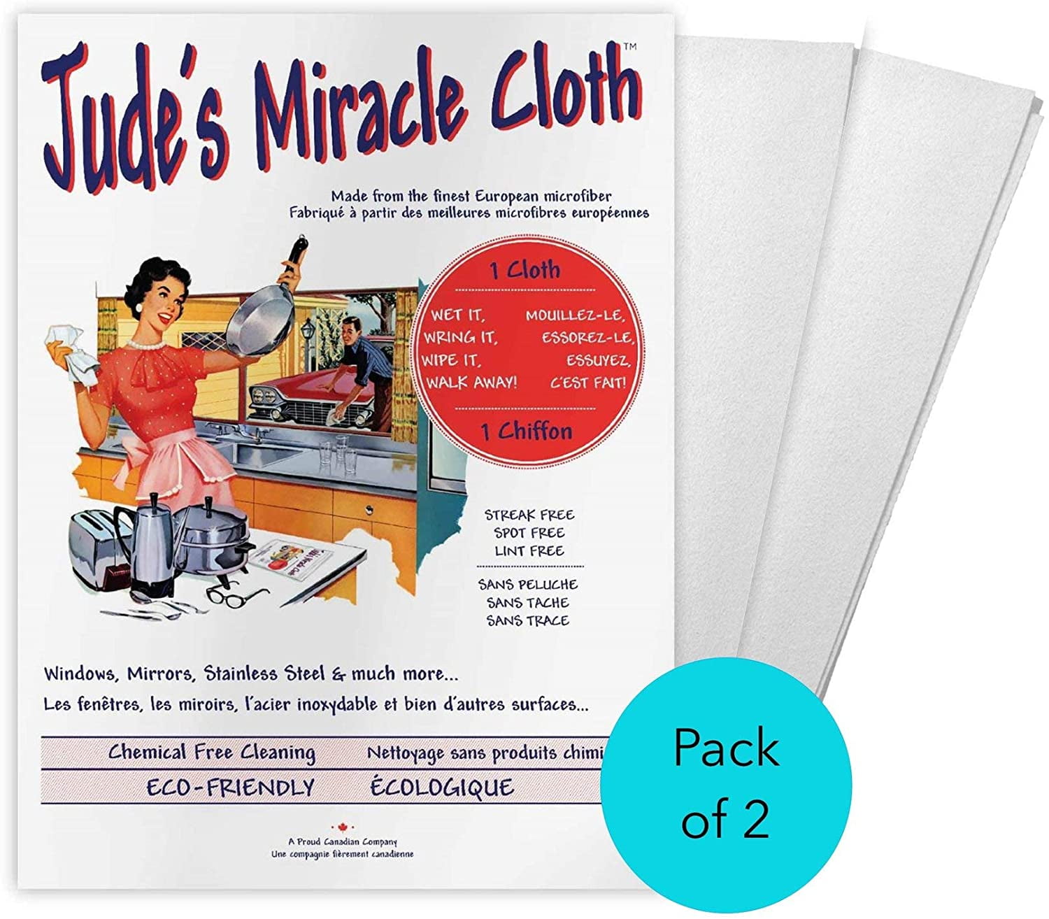 Jude's Miracle Cloth Microfiber Cleaning Cloth 2 Pack For Windows ...