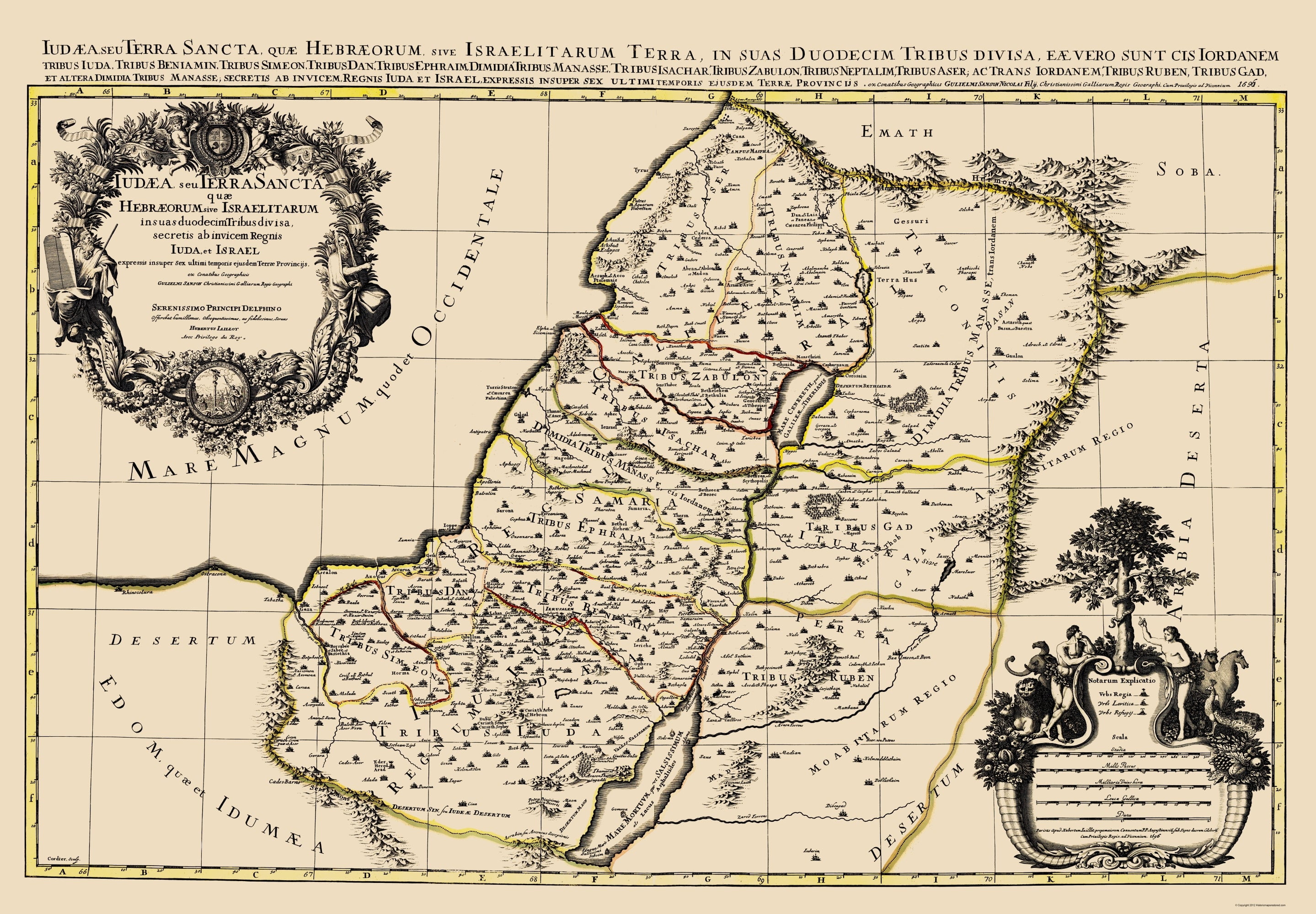 Historic Map - Judea Israel - Jaillot 1874 - 23 x 33.10 - Vintage Wall ...