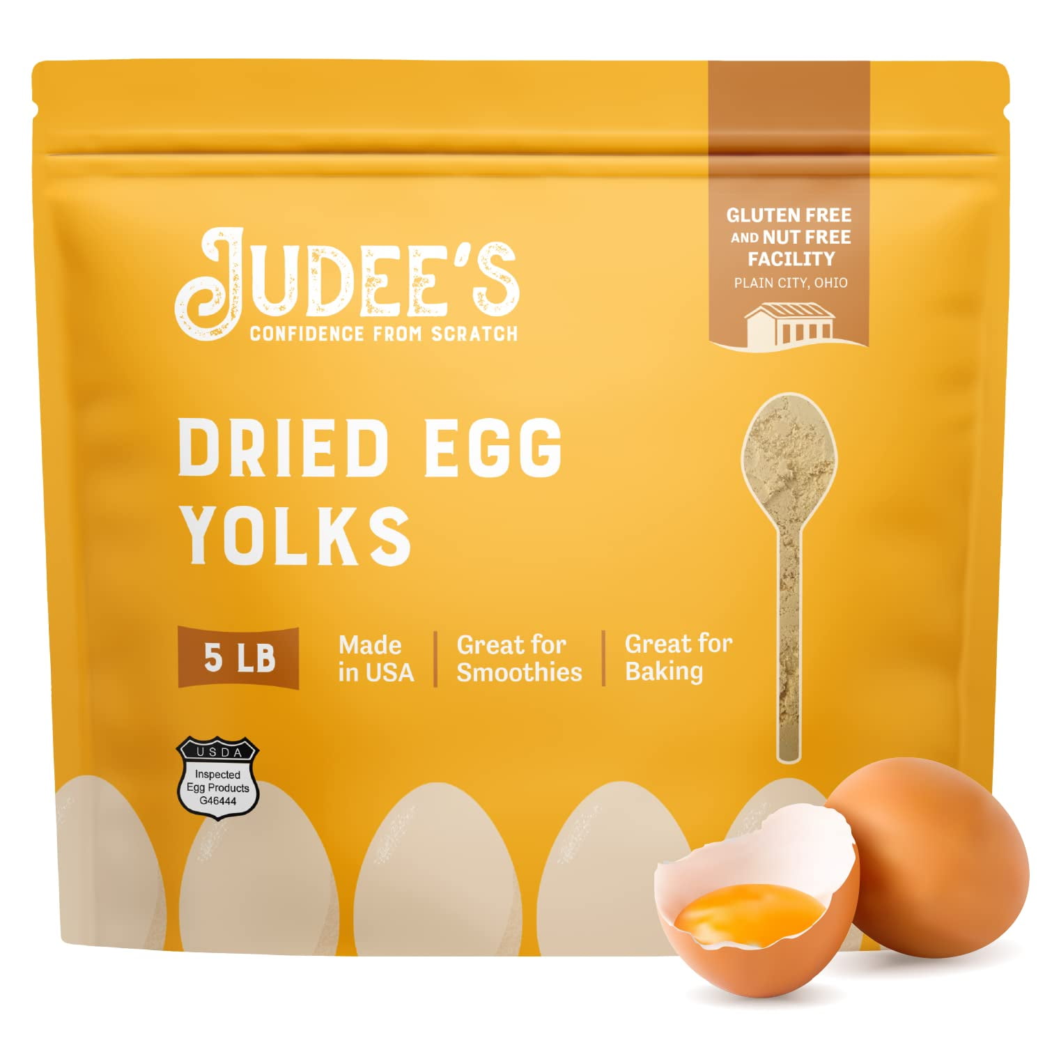 Judee's Dried Egg Yolk Powder - 5 lb XL Pouch - Baking Supplies ...