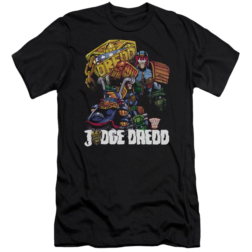 Judge Dredd Bike And Badge S/S Adult 30/1 T-Shirt Black - Walmart.com