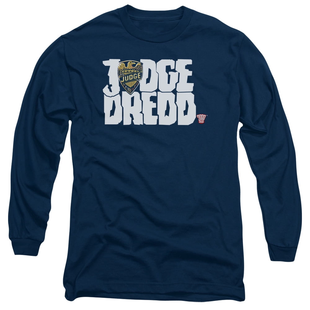 Judge Dredd Logo Long Sleeve Adult 18/1 T-Shirt Navy - Walmart Business ...