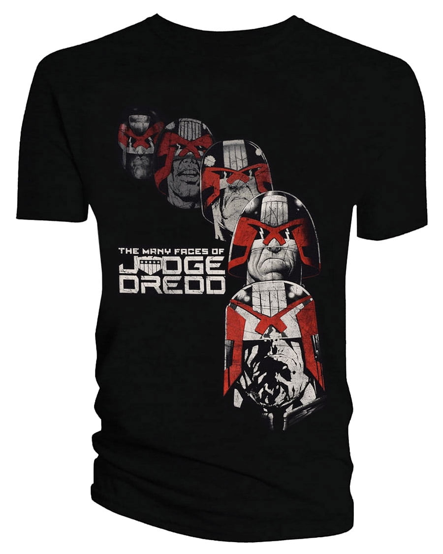 Judge Dredd Mens T-Shirt - The Many Faces of Dredd Image (Large ...