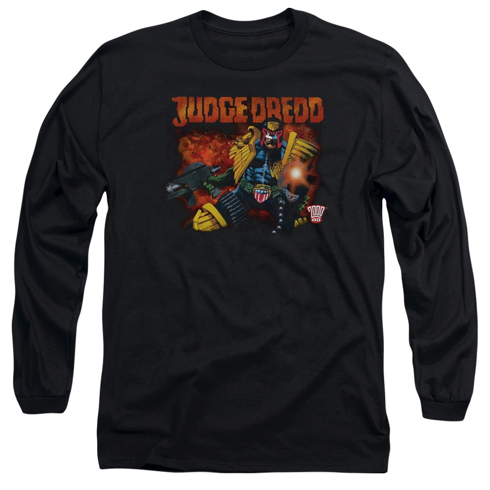 Judge Dredd Through Fire Long Sleeve Adult 18/1 T-Shirt Black - Walmart.com