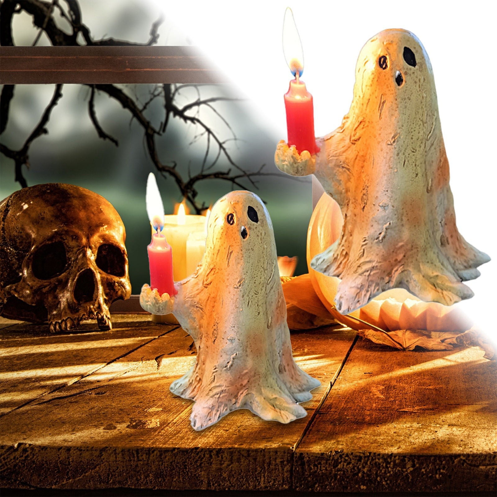 Judging Statutes Scary Holding Candle Resin Statue Ornaments