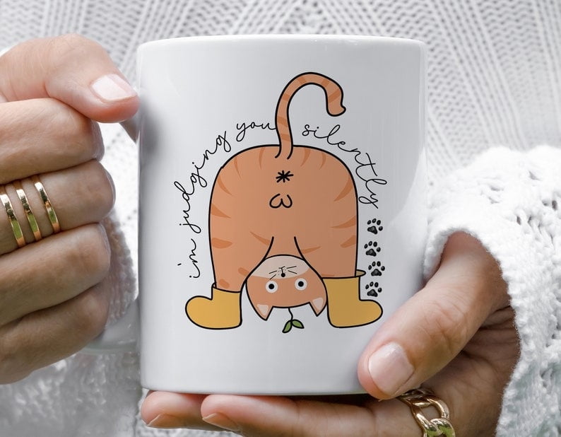Judging You Silently Cat Mug – Funny Cat Butt Coffee Cup for Pet Lovers - Walmart.com