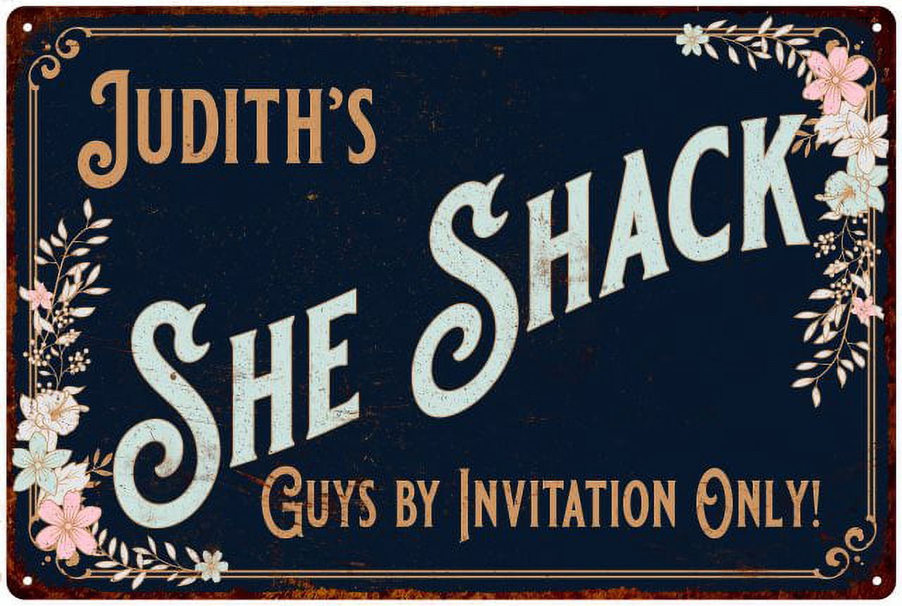 Judith's SHE SHACK Sign Metal Wall Decor 8 x 12 High Gloss Metal ...