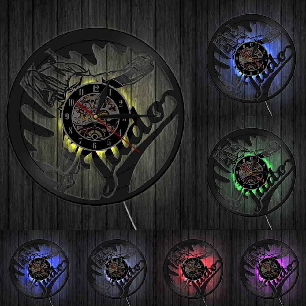 Judo Martial Wall Arts Judo Gym Sign Wall Clock Jiu-jitsu Vintage Vinyl ...