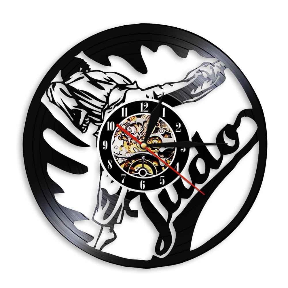 Judo Martial Wall Arts Judo Gym Sign Wall Clock Jiu-jitsu Vintage Vinyl ...