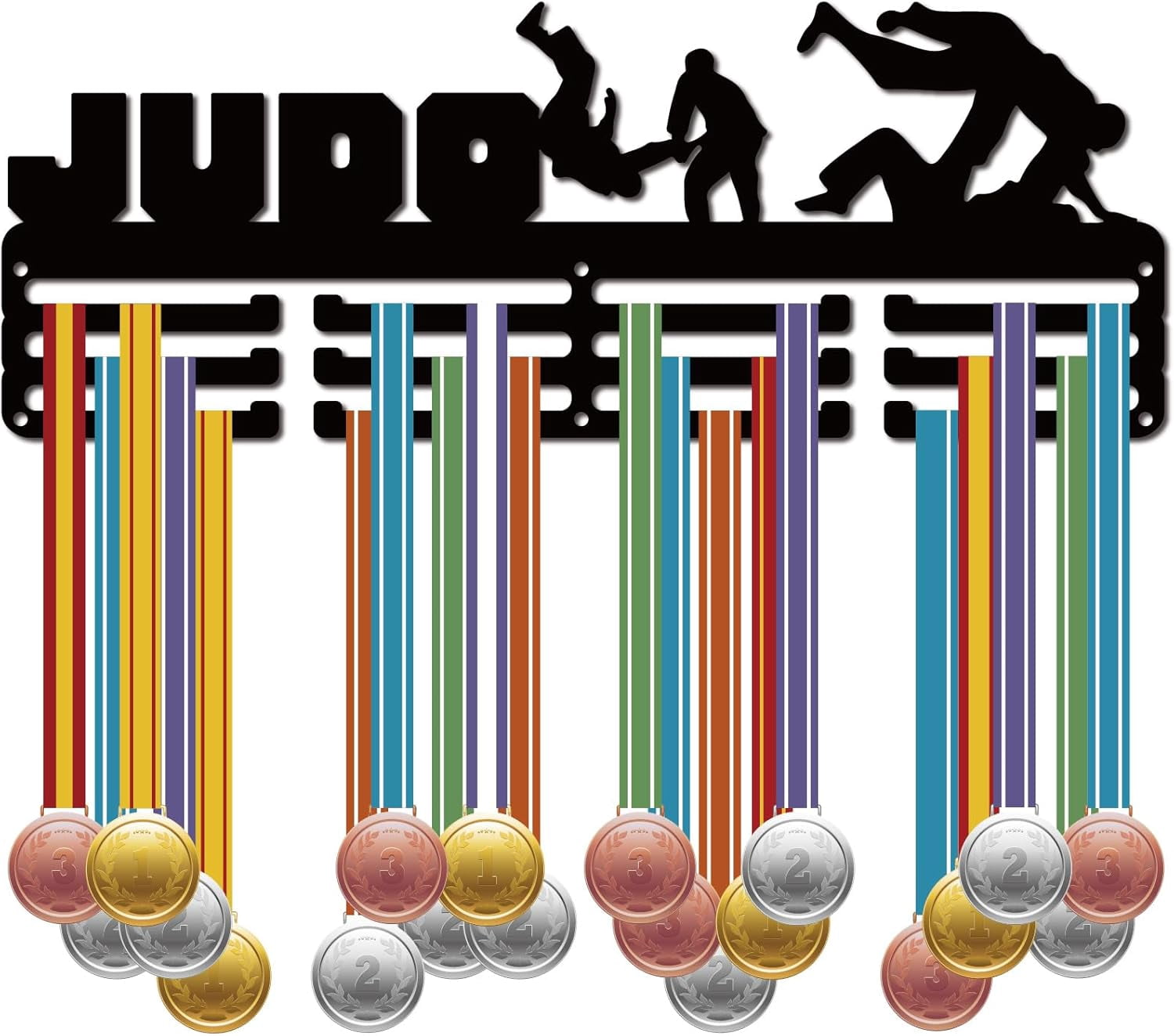 Judo Medal Hanger Display Race Medal Wall Hanger Black Metal Wall Mount ...
