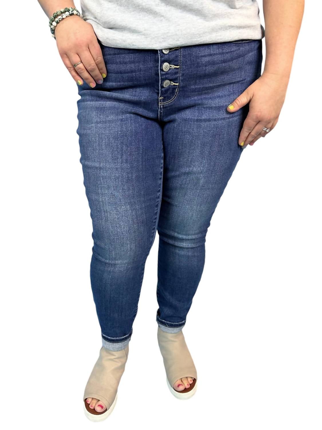 Judy Blue Button Fly High Waist Jeans - Walmart.com