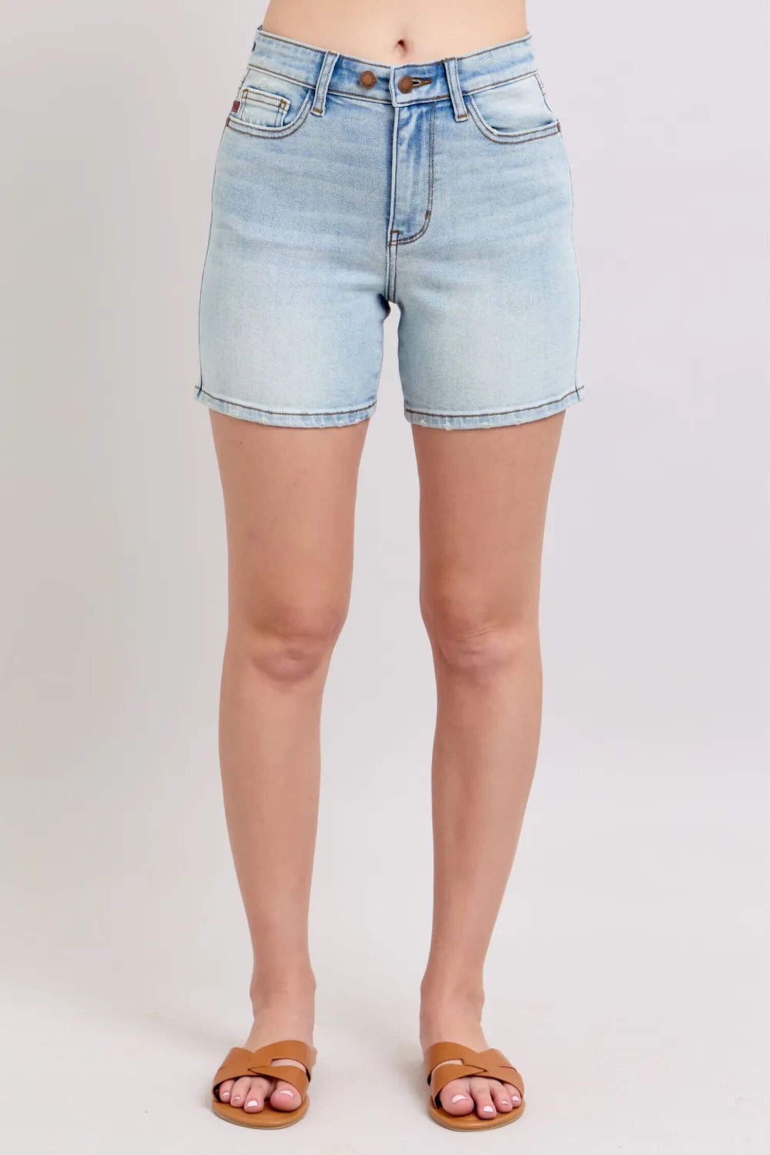 Judy Blue Full Size 2 Button Denim Shorts with Pockets Plus Size ...