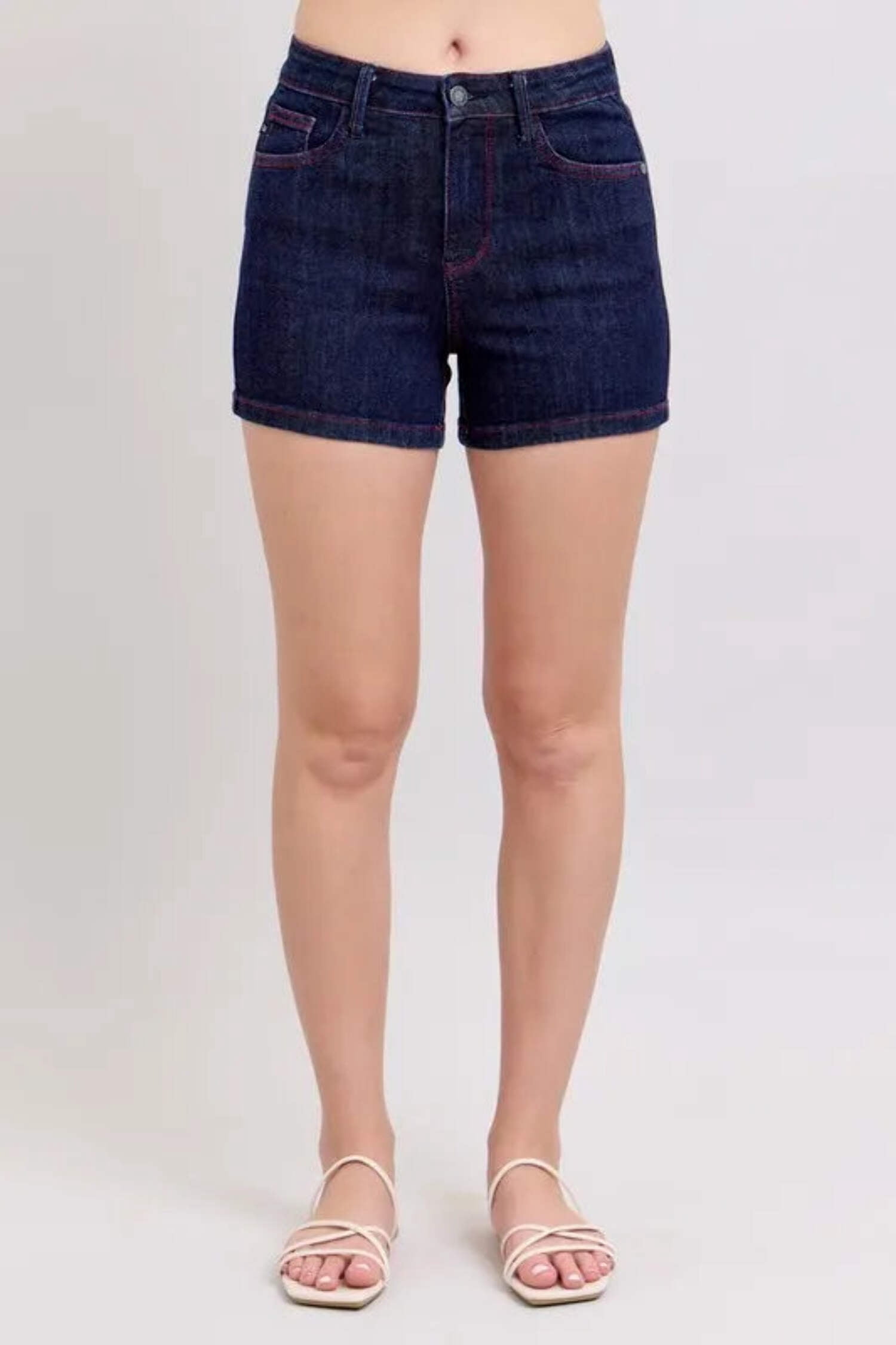 Judy Blue Full Size High Waist Heart Shaped Pkts Red Contrast Thread ...