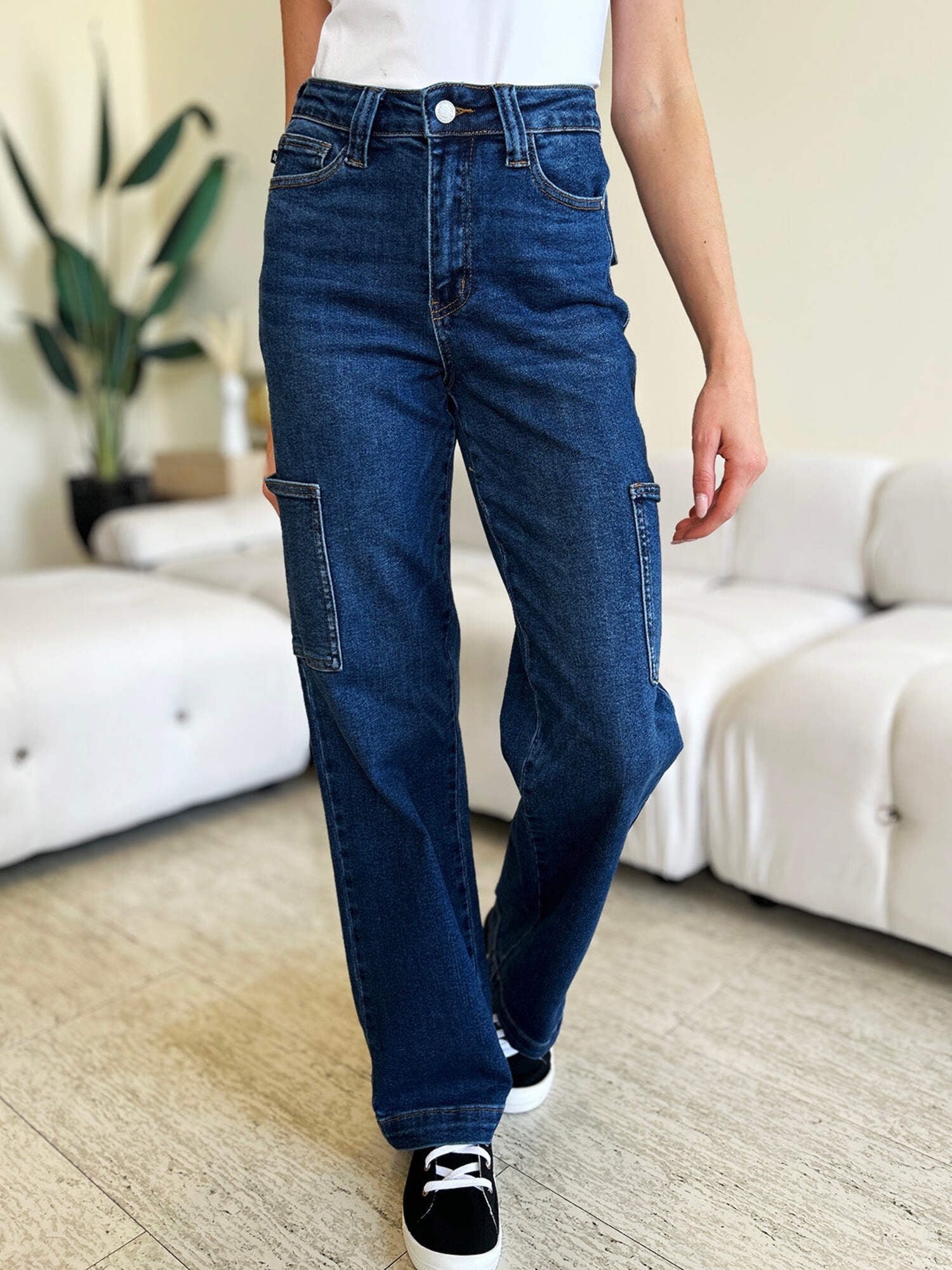 Judy Blue Full Size High Waist Straight Cargo Jeans - Walmart.com