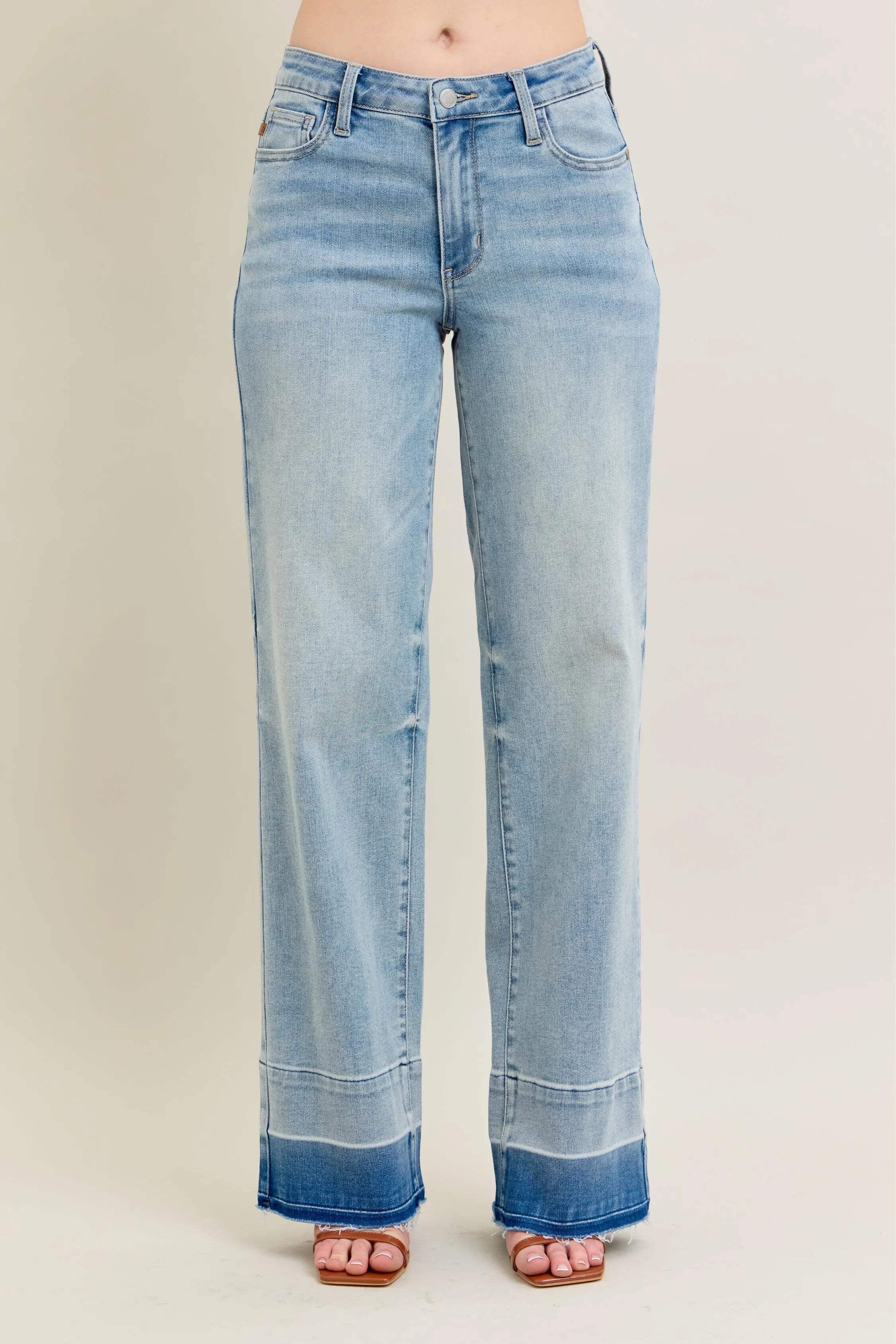 Judy Blue Mr Release Hem Wide Leg Jeans Plus Size - Walmart.com