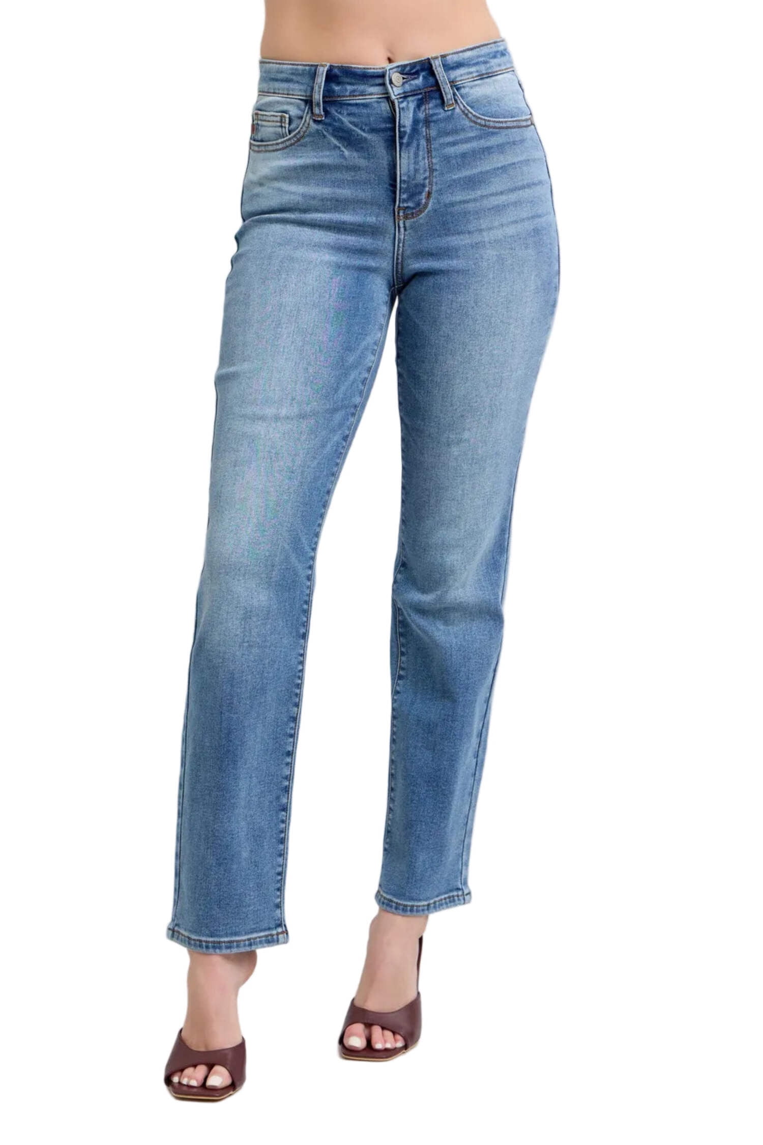Judy Blue Full Size Run Vintage Wash Thermal Straight Jeans - Walmart.com