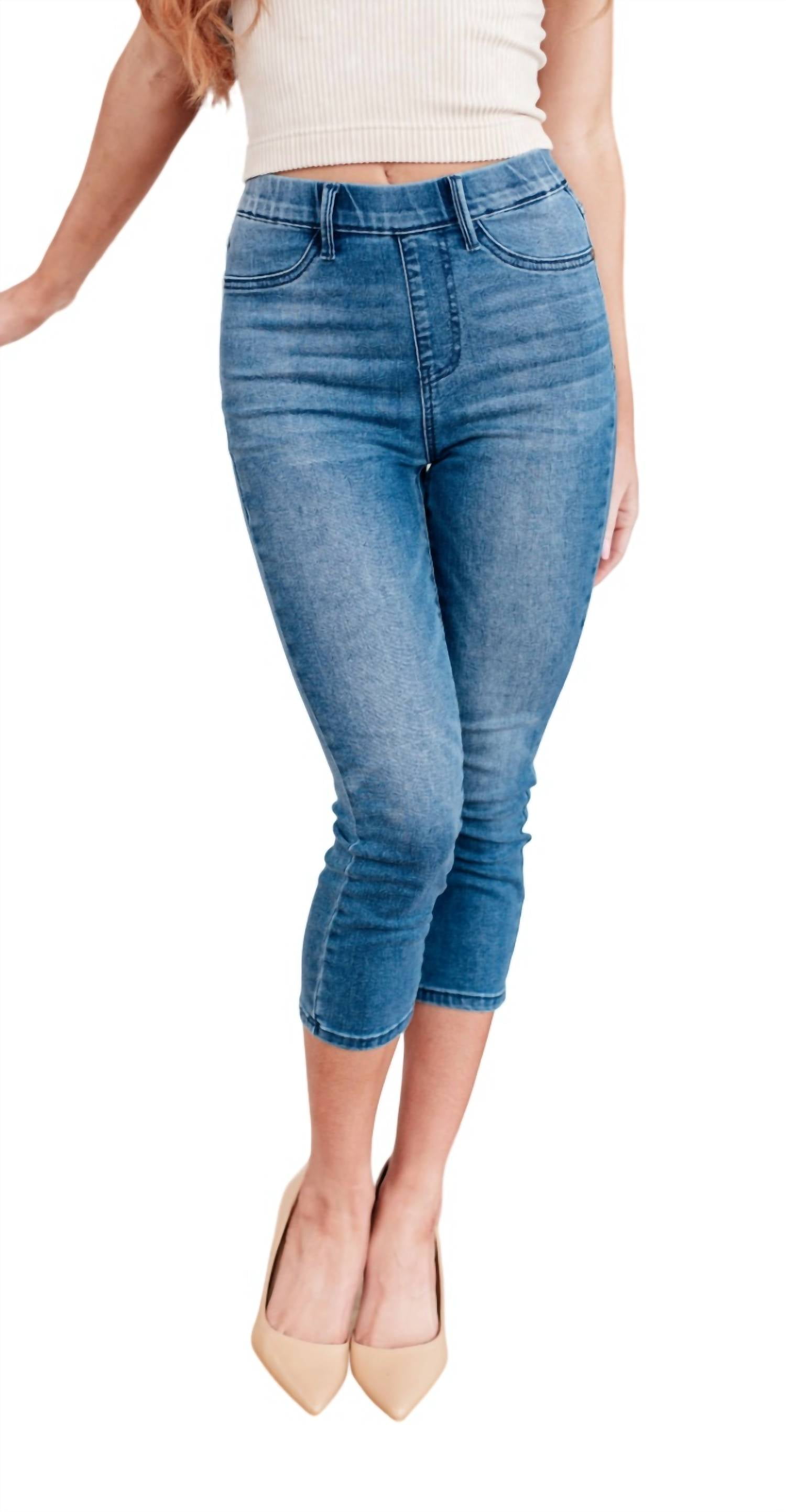 Judy Blue High Rise Cool Denim Pull On Capri Jeans - Walmart.com