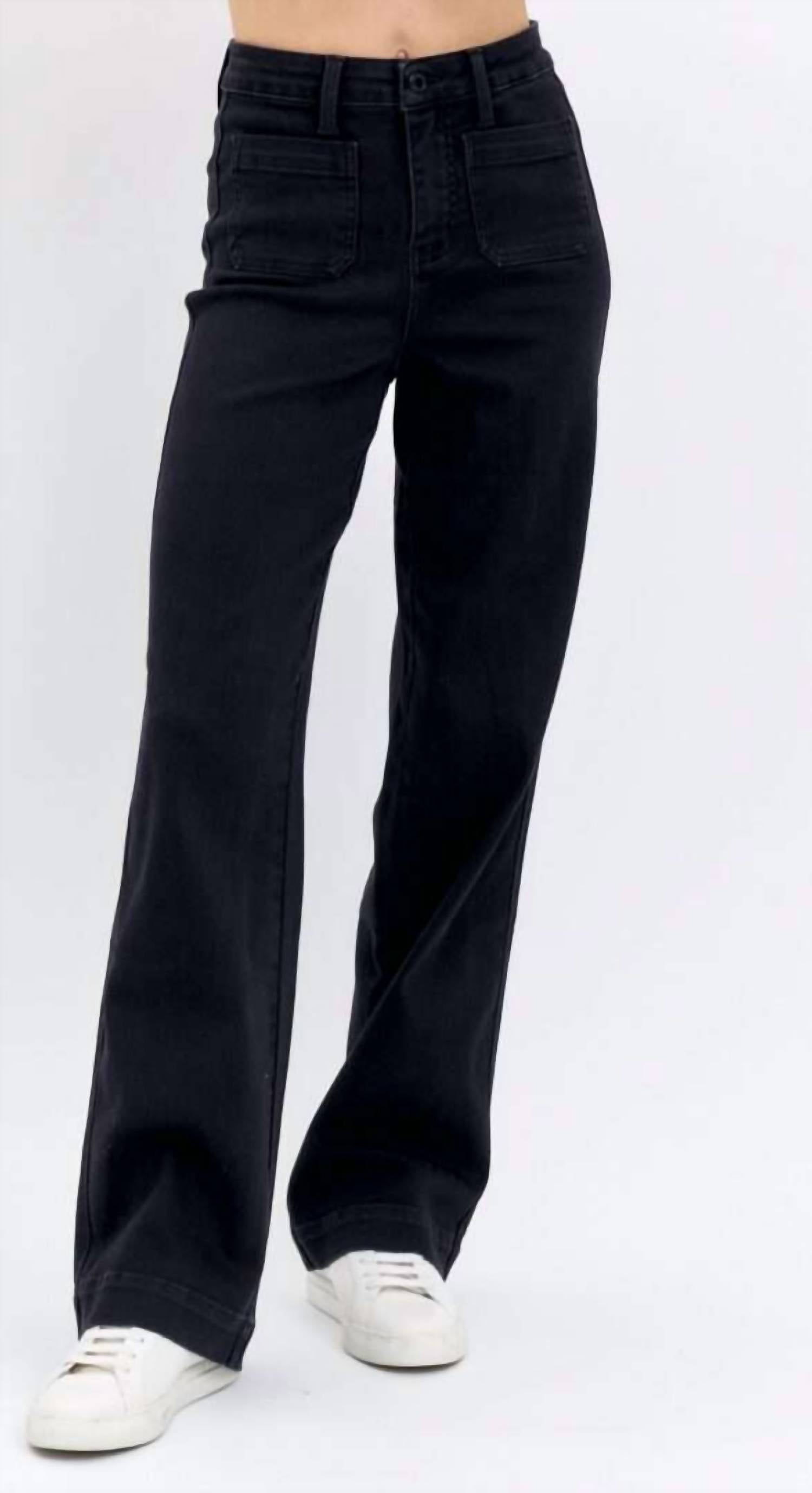 Judy Blue High Waist Patch Pocket Straight Fit Jeans - Walmart.com