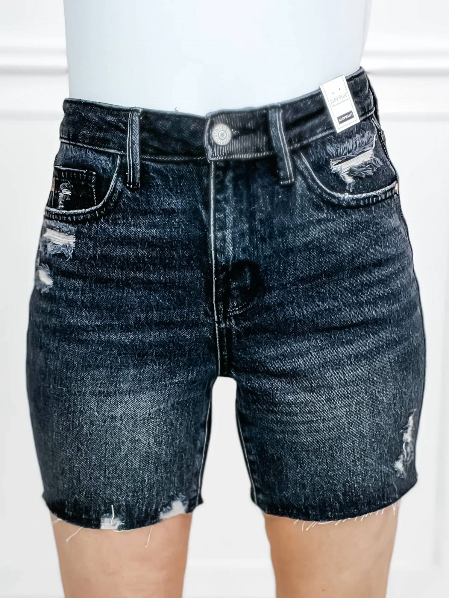 Judy Blue High Waist Rigid Magic Destroy Raw Hem Shorts - Walmart.com