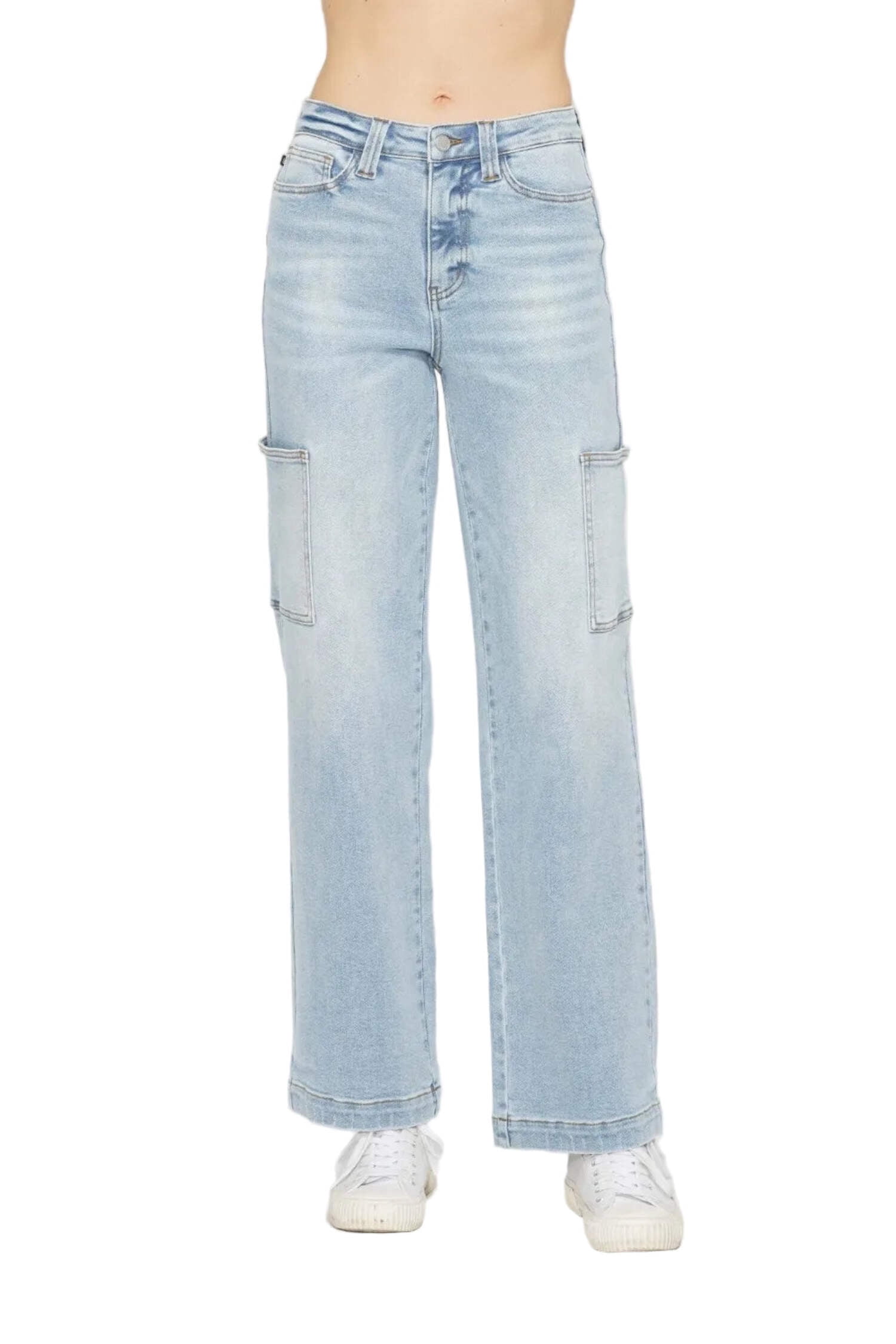 Judy Blue High Waist Straight Cargo Jeans - Walmart.com