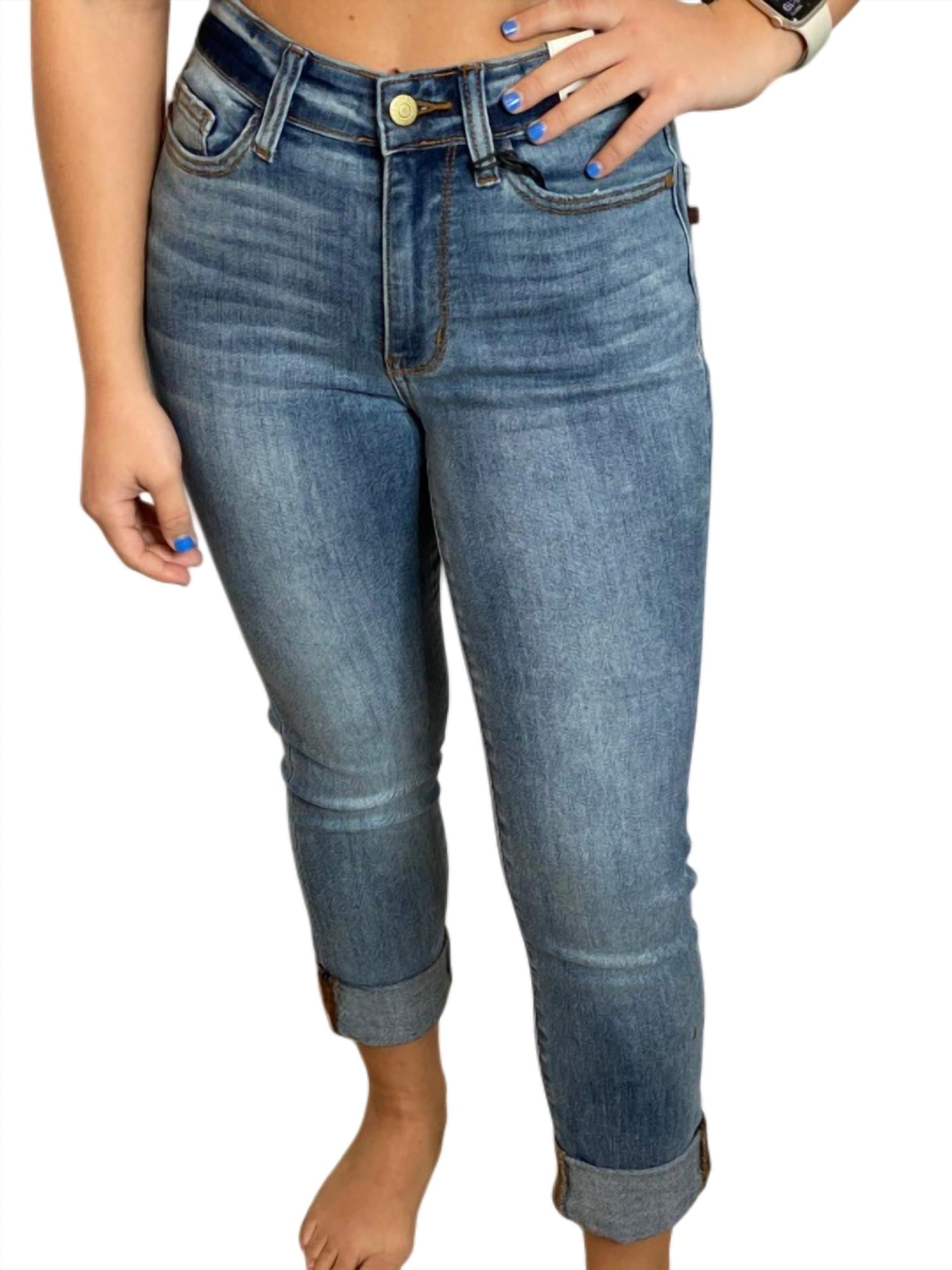 Judy Blue Mid Rise Cuffed Skinny Capris - Walmart.com
