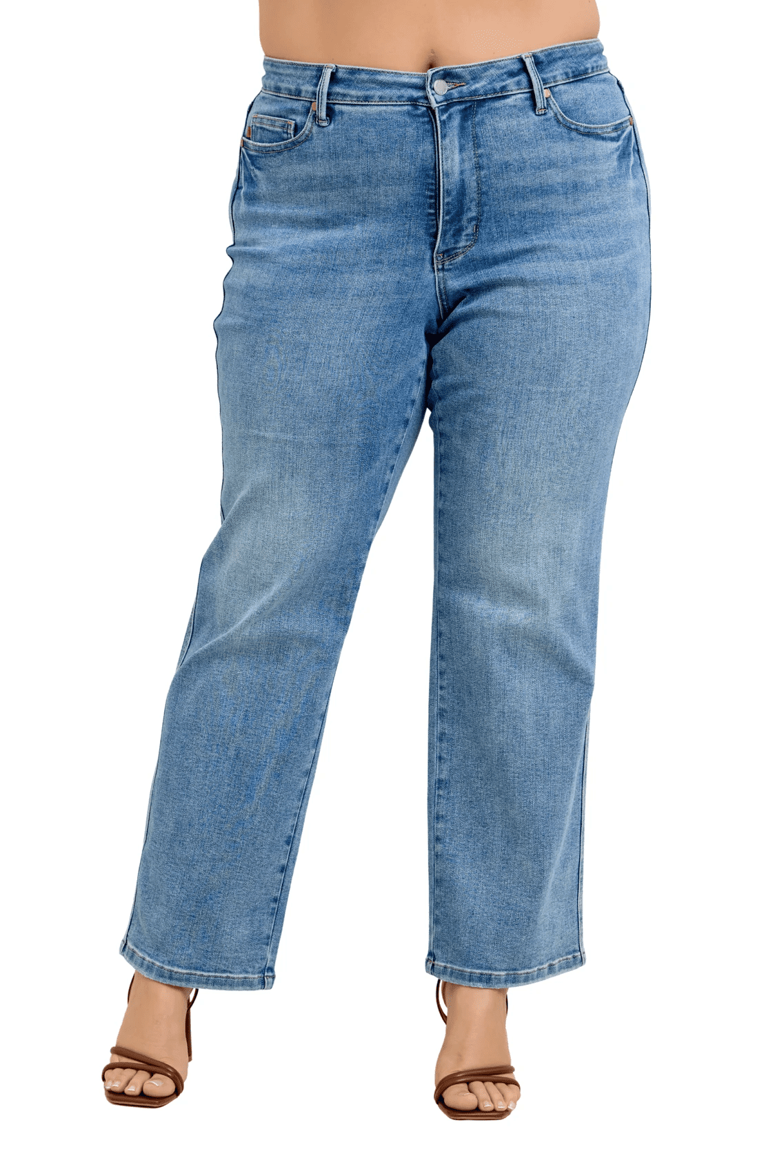 Judy Blue Mid Rise Tummy Control Vintage Wash Straight Leg Jeans for ...