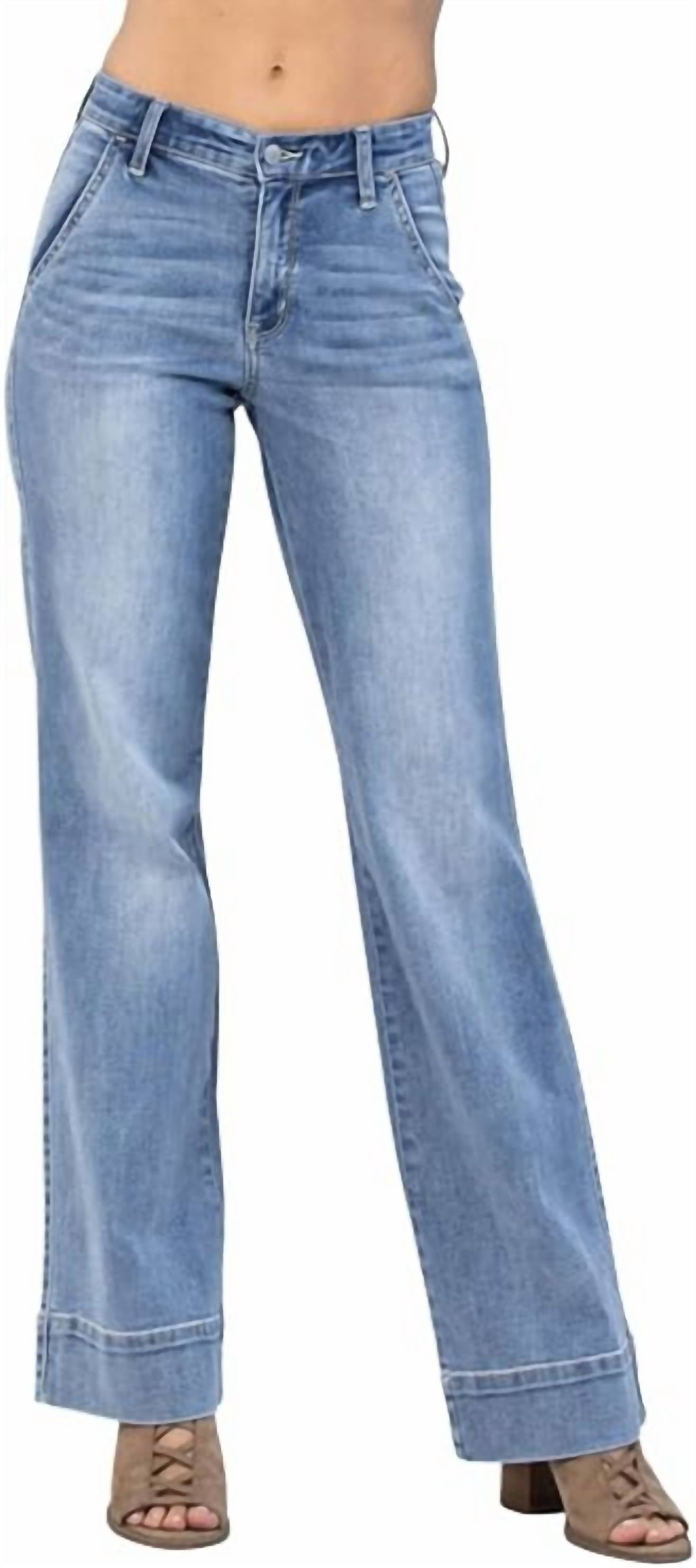 Judy Blue Mid Rise Wide Leg Jeans - Walmart.com