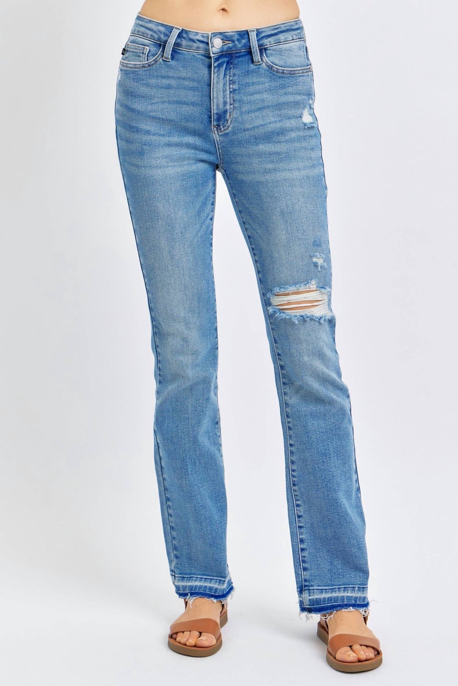 Judy Blue Mr Destroy & Released Hem Women's Bootcut Jeans - Walmart.com