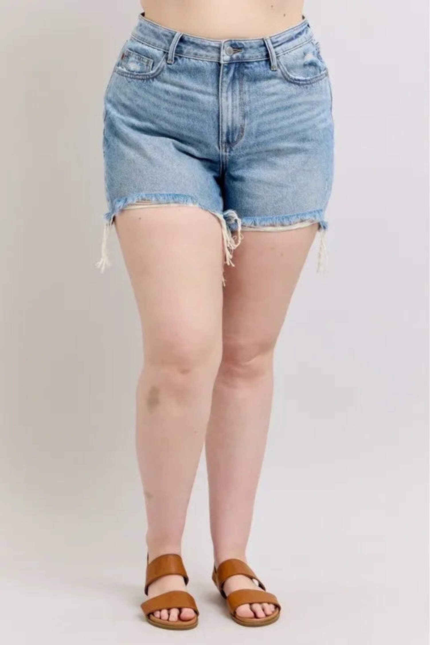 Judy Blue Plus Size HW Rigid Magic Destroy Cut Off Denim Shorts ...