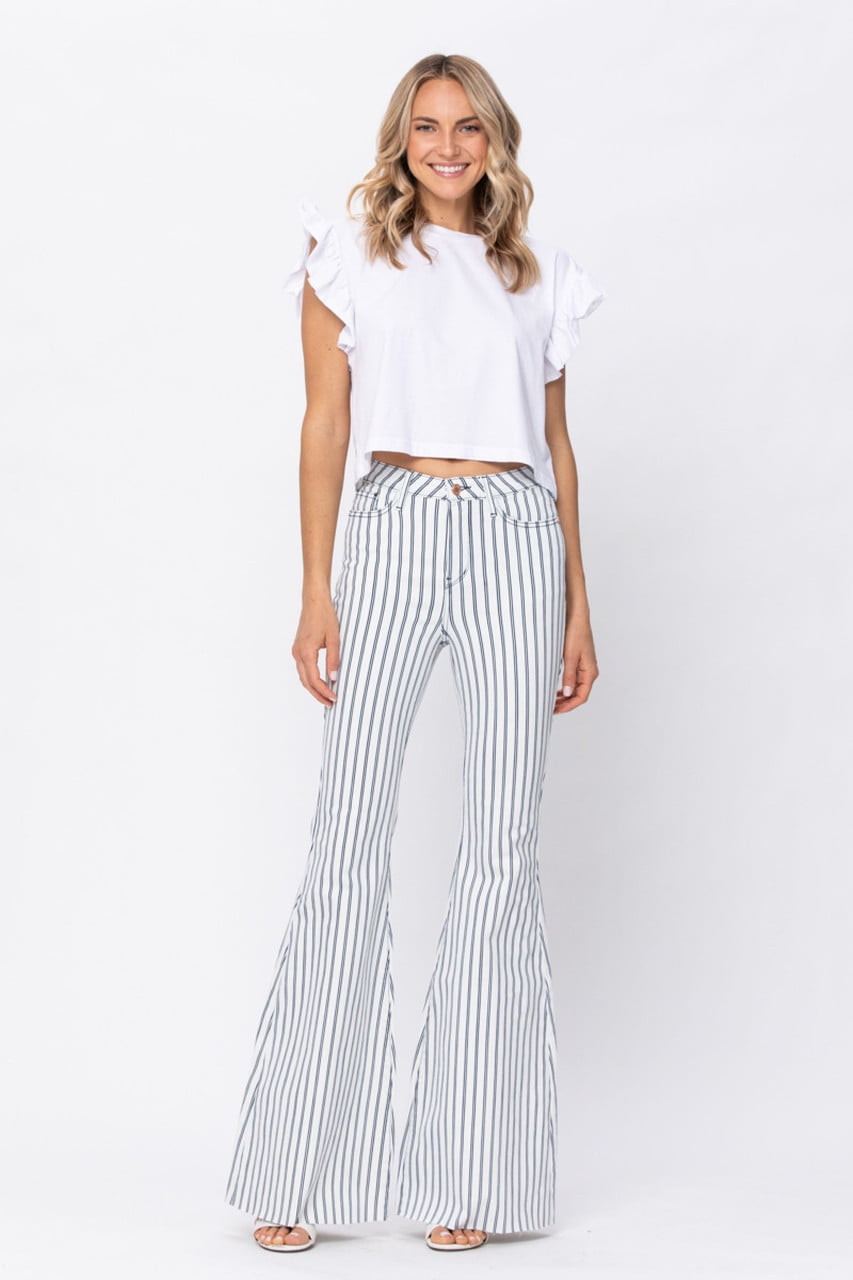 Judy Blue Plus Size High Waist Pin Striped Super Flare Jeans - Walmart.com