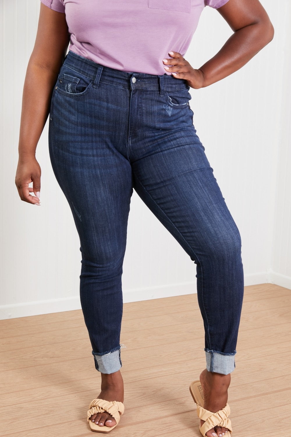 Judy Blue Sadie Full Size Cuffed Skinny Jeans - Walmart.com