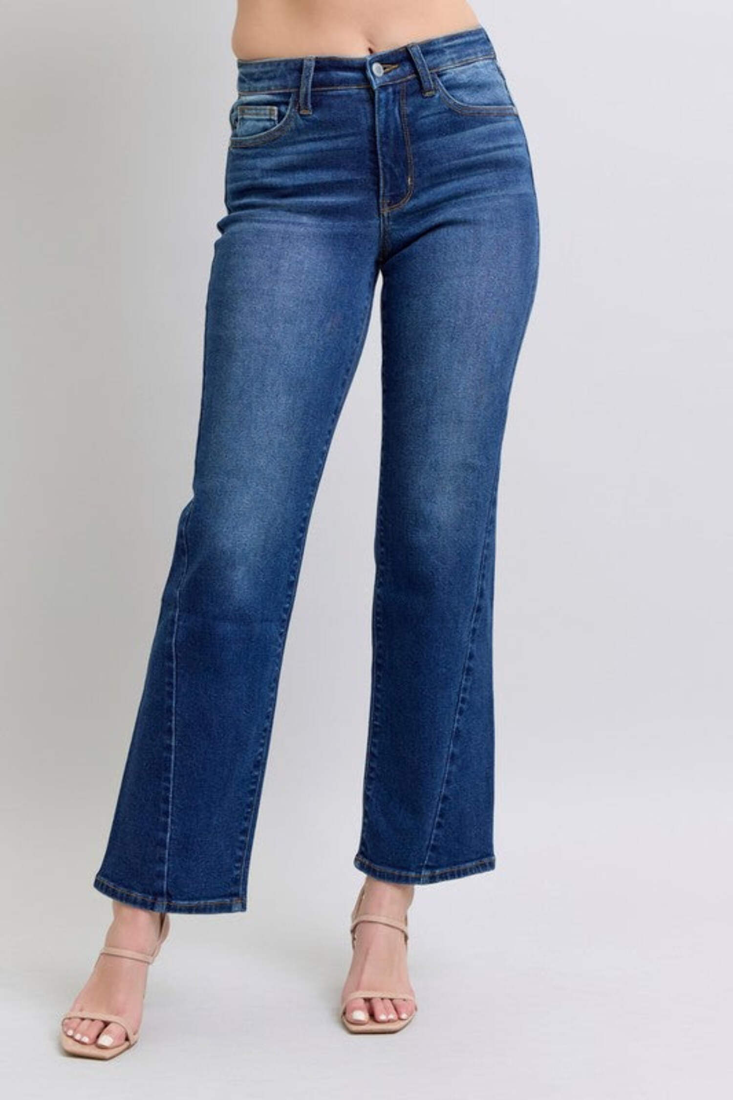 Judy Blue Side Seam Blue Denim Straight Leg Jeans - Walmart.com