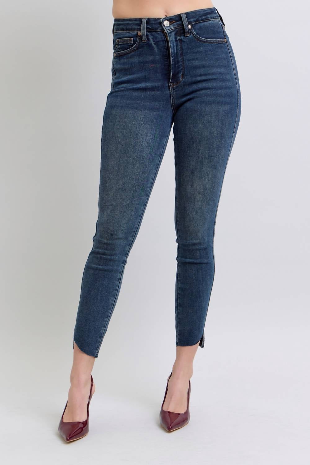 Judy Blue Tummy Control Step Hem Skinny Jean - Walmart.com