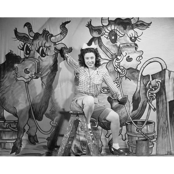 Judy Canova Romping On Ladder Bull Drawings In Background 24x36 Classic ...