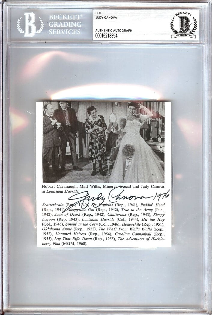 Judy Canova Signed Autograph Cut Signature Louisiana Hayride BAS ...