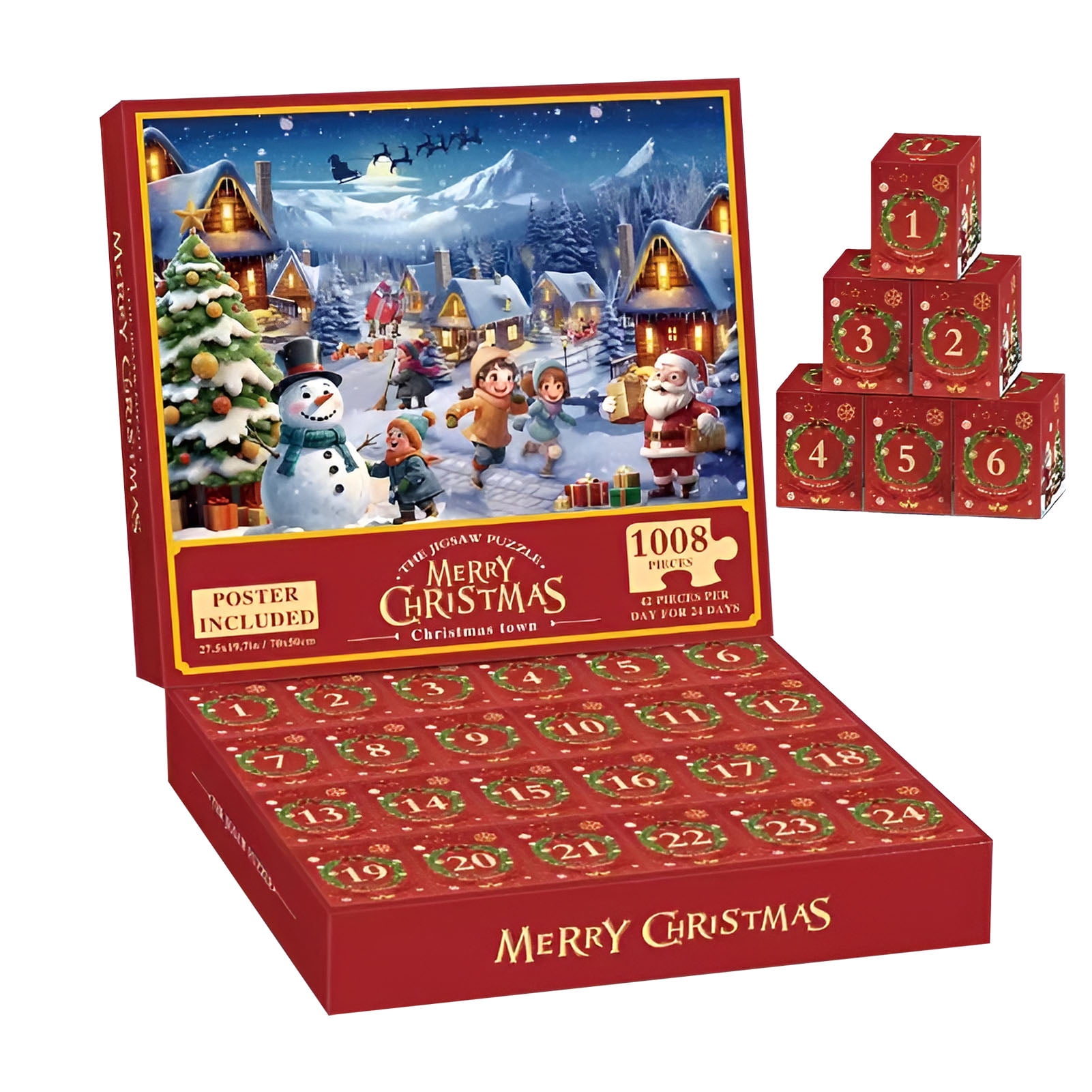 Judy Christmas Puzzle Advent Calendar, 1008PCS Jigsaw Puzzles, 24-Day ...