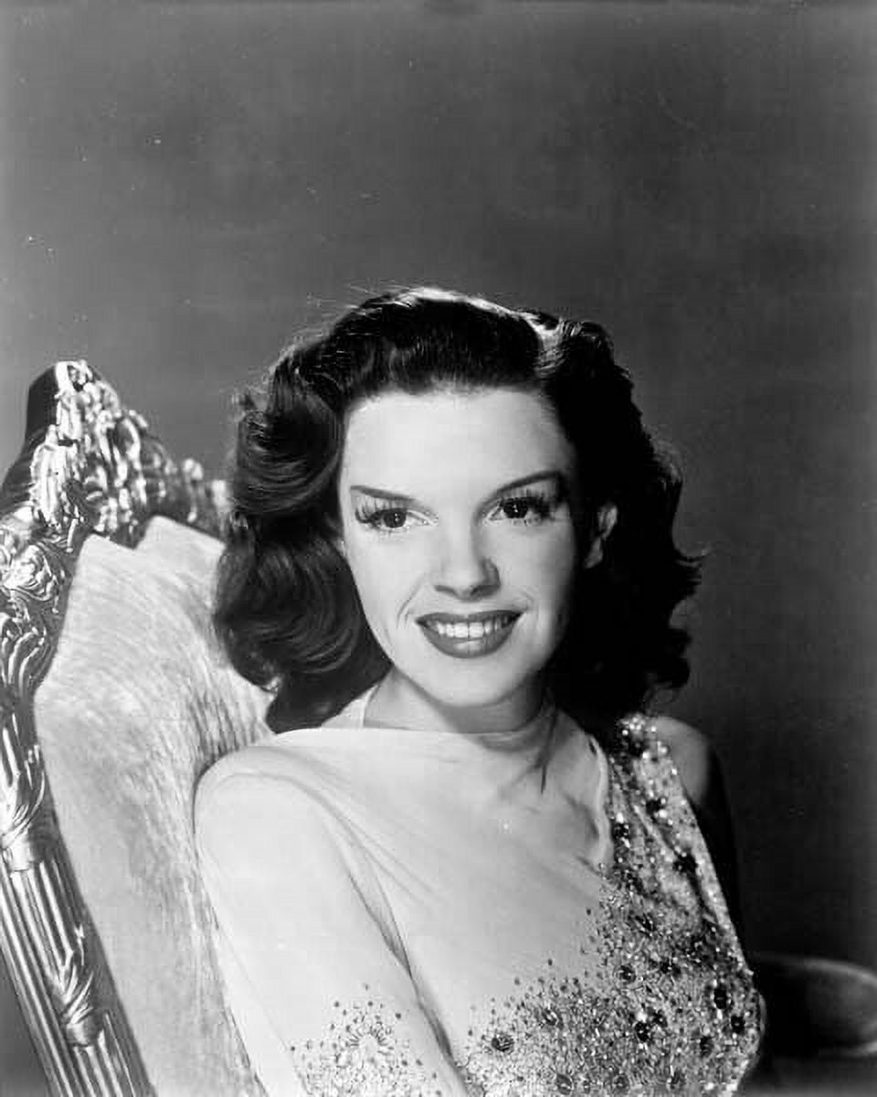 Judy Garland smiling 1940's studio portrait seated on chair 16x20 inch ...