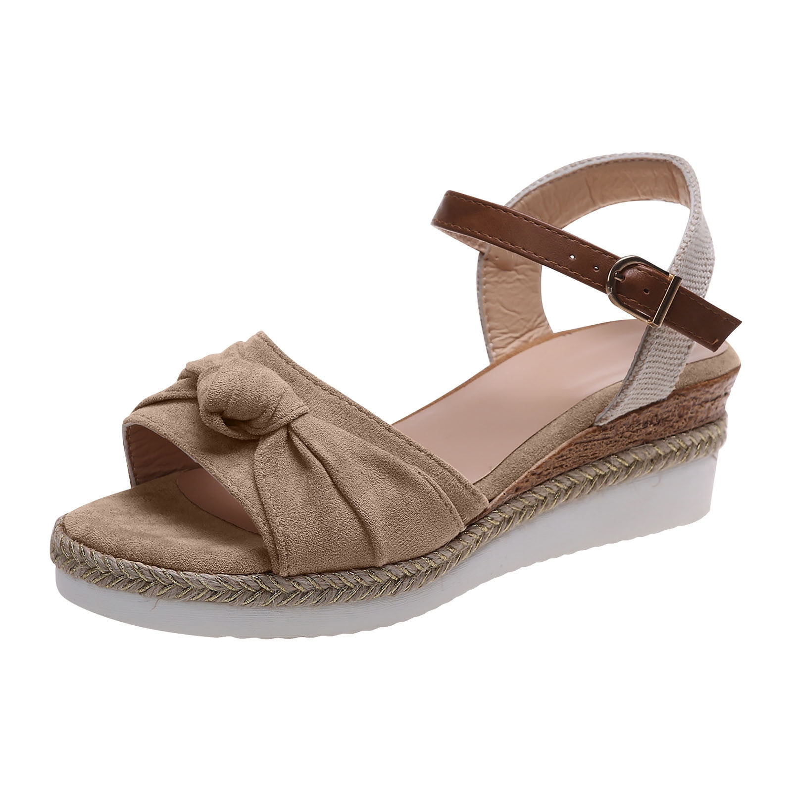 Juebong Espadrilles Flatform Sandals for Women, Platform Ankle Strap ...