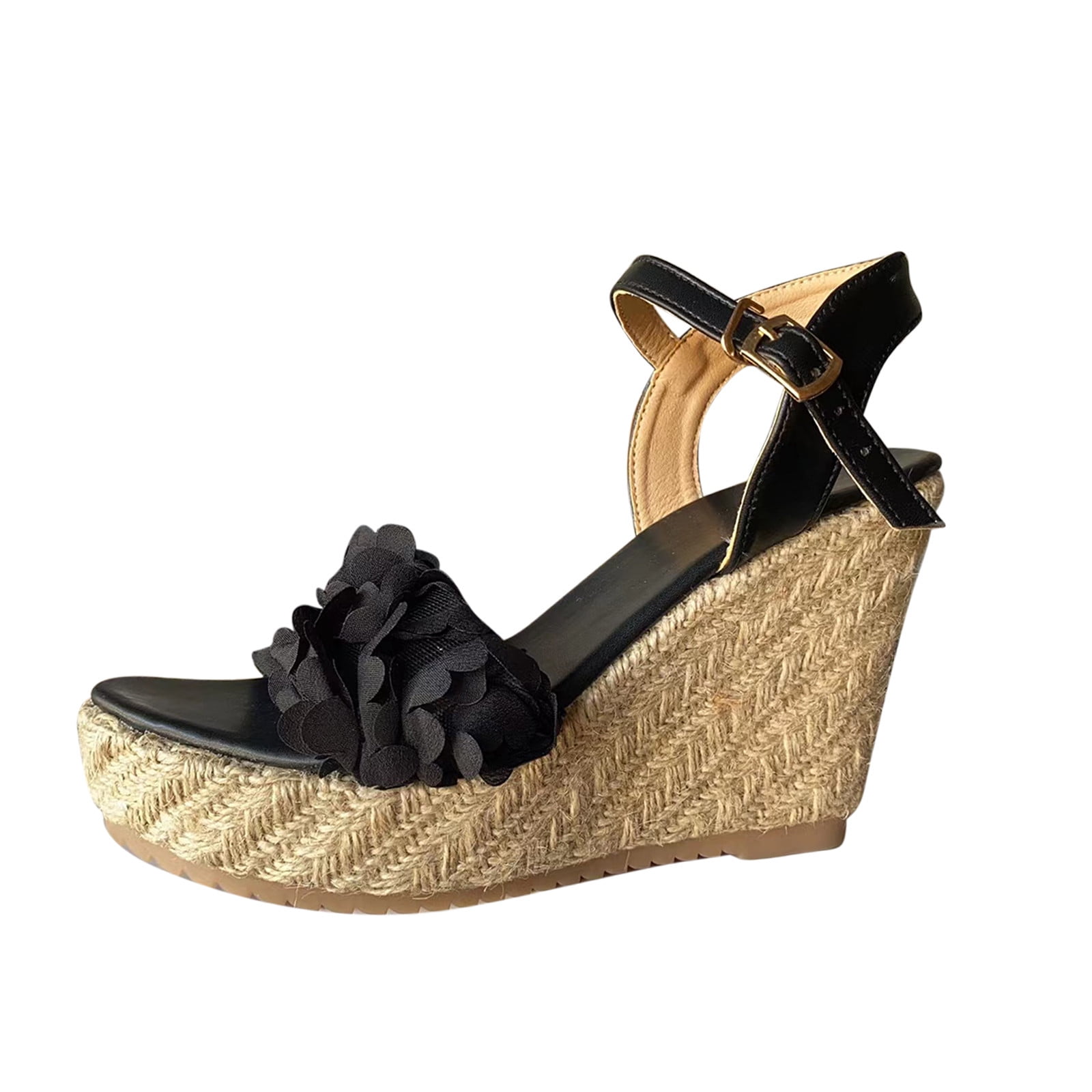 Juebong Espadrilles Flatform Sandals for Women, Platform Ankle Strap ...