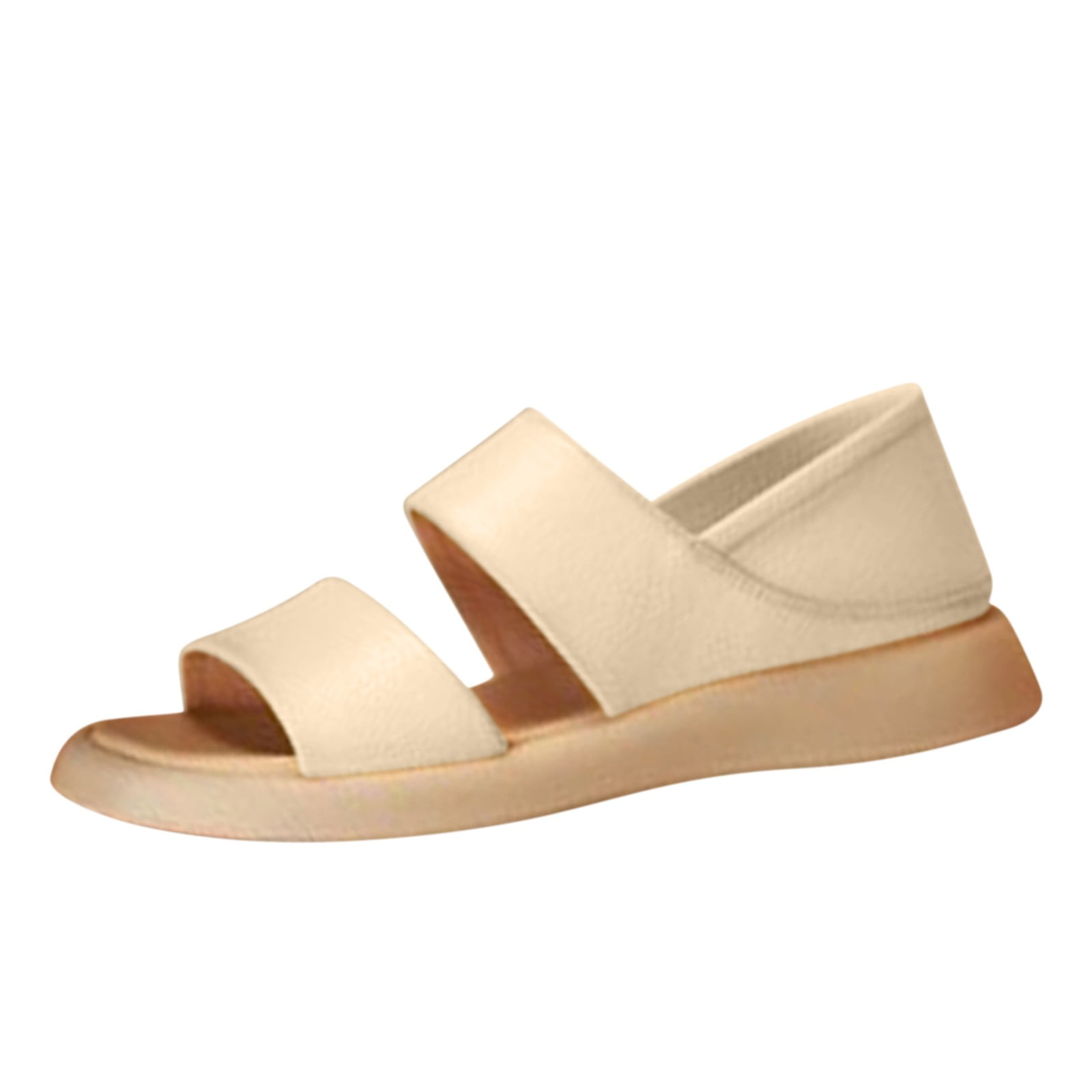 Juebong Flat Sandals for Womens Leather Loafer Comfort Slip-On Soft ...