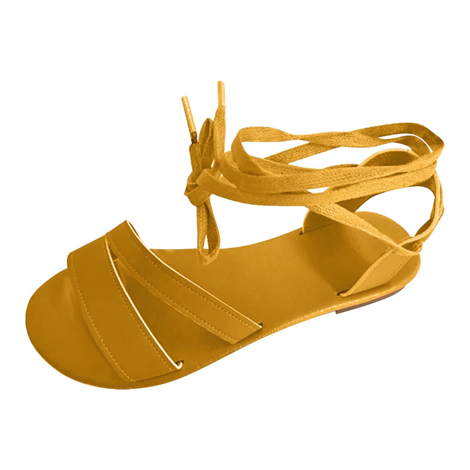 Juebong Lace-Up Sandal for Women Girls Dressy Summer - Low Wedge ...