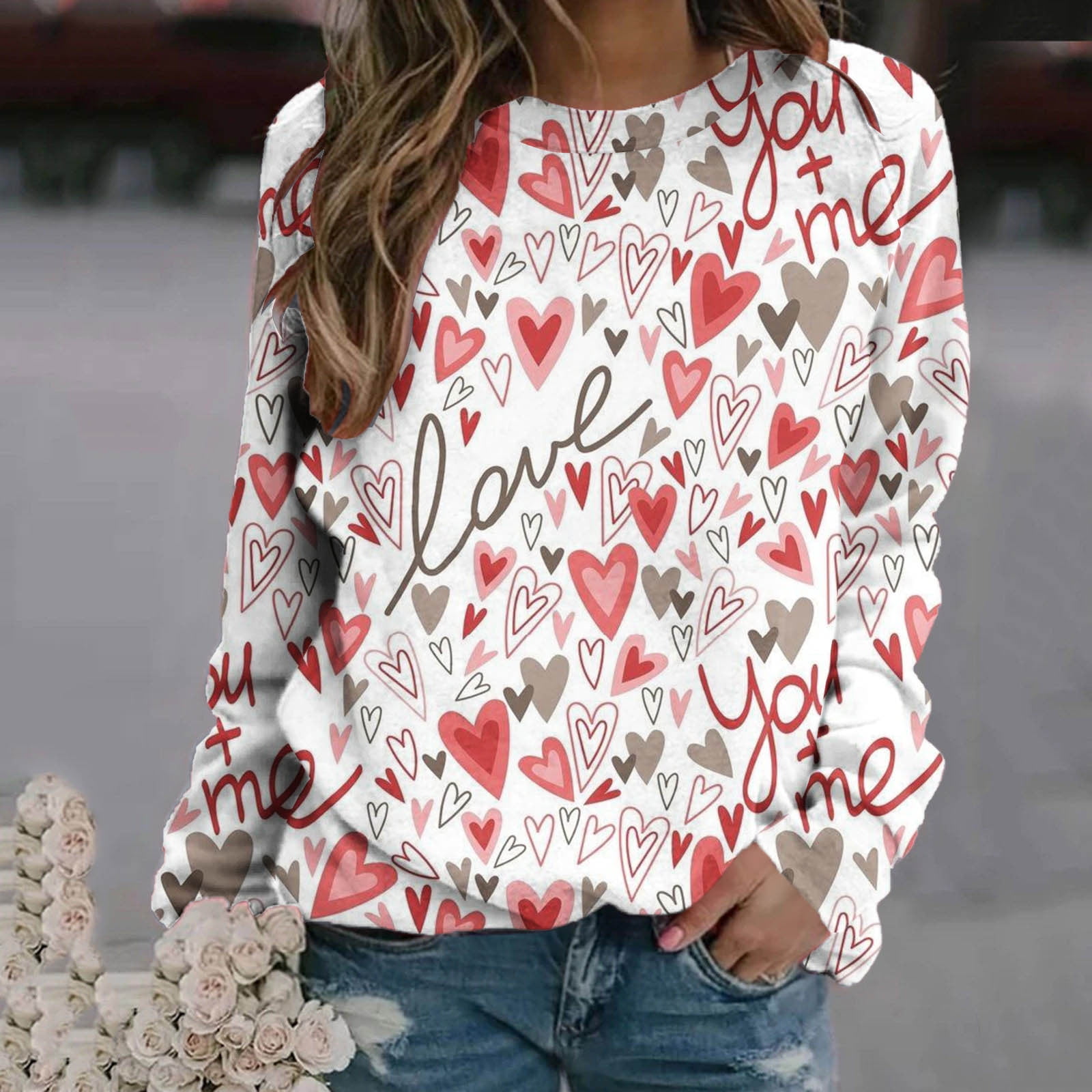 Juebong Love Sweatshirt Love Sweater Valentine's Day Gift for Her Love ...