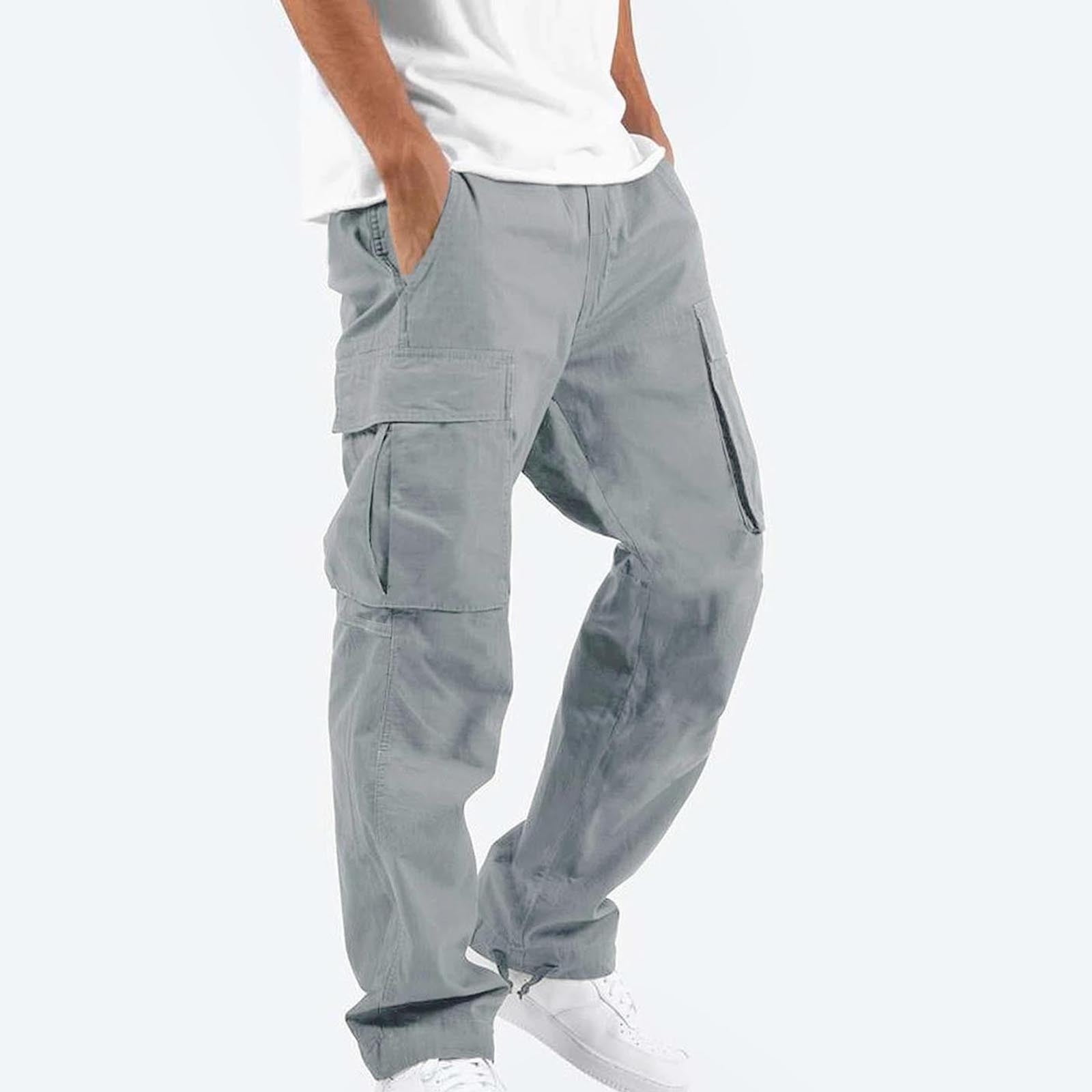 Juebong Men Cargo Pants with Multi-Pocket Cargo Men's Relaxed Pants Trousers Zip Fit Solid Cargo ...