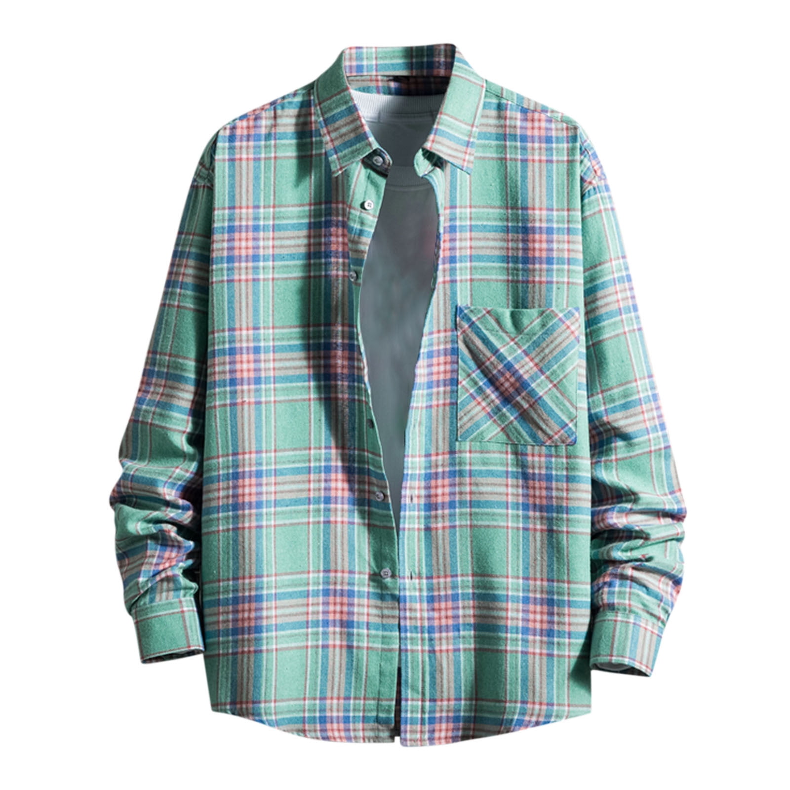 Juebong Mens Flannel Shirts Fall Long Sleeve Flannel Shirt for Men Warm ...