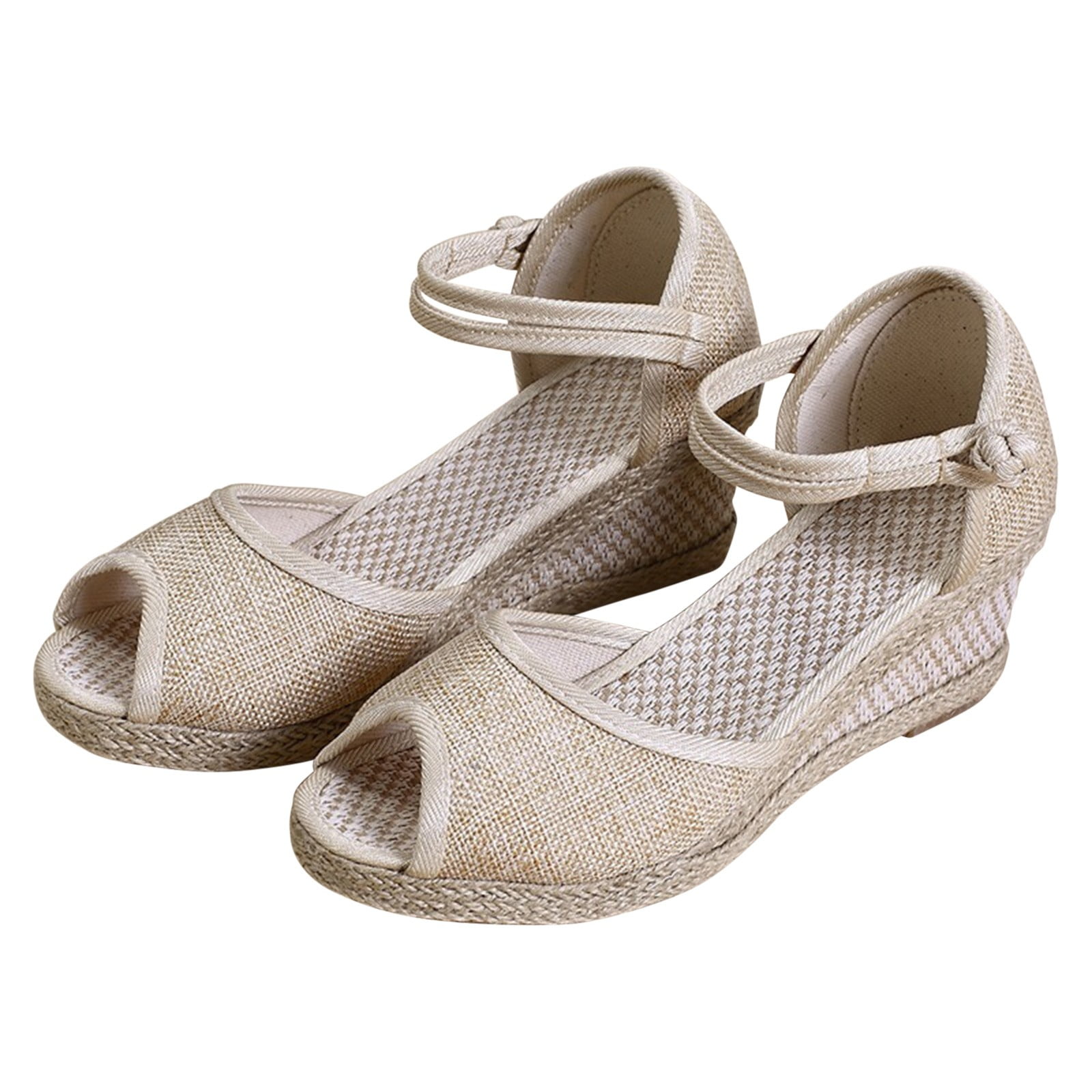Juebong Platform Slip on Espadrille Sandals for Women Open Toe Buckle ...