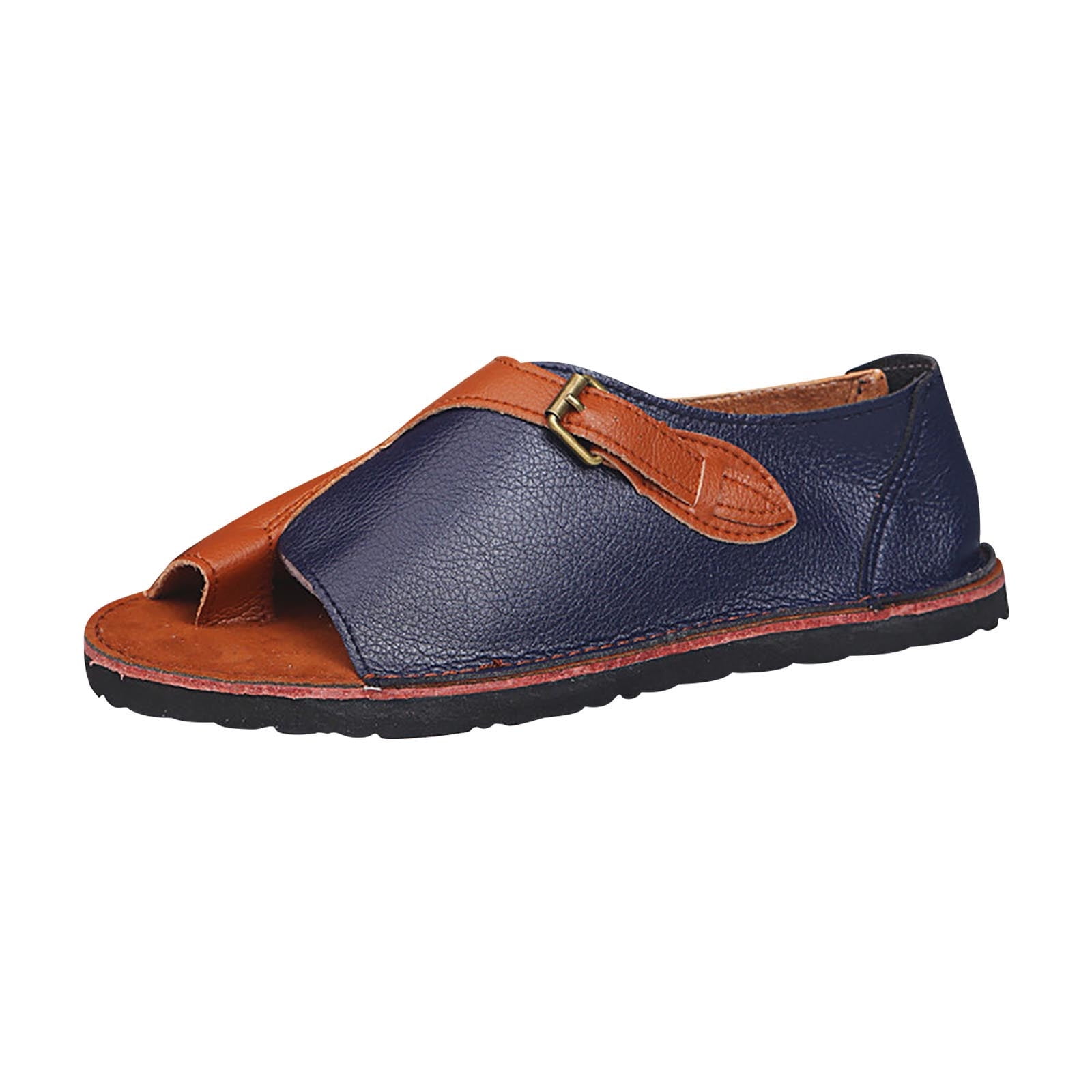 Juebong Sandals clearance PU Leather Flat Sandals for Womens Comfy ...