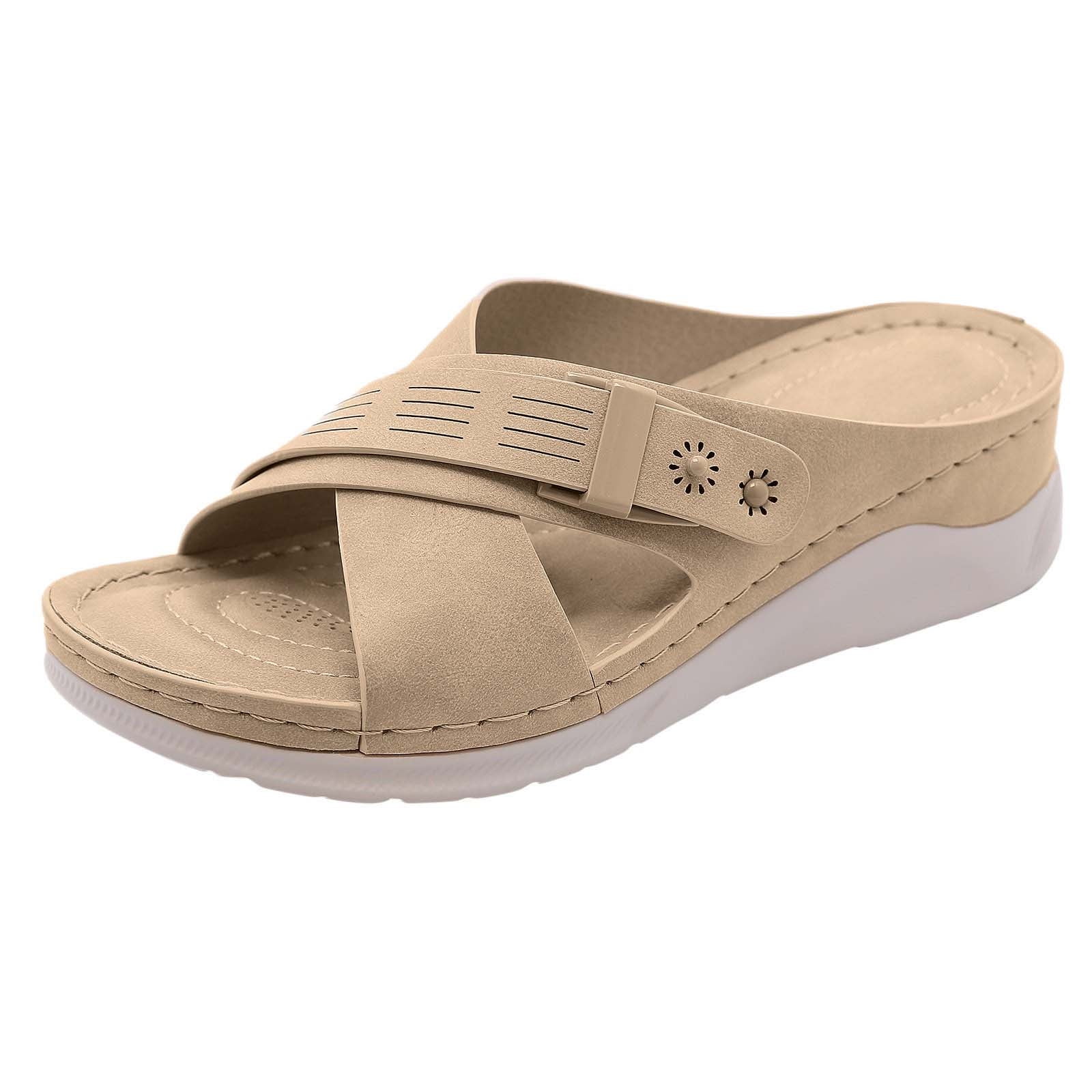 Juebong Slides Sandals for Women Slip on Platform Slide Sandals Dressy ...