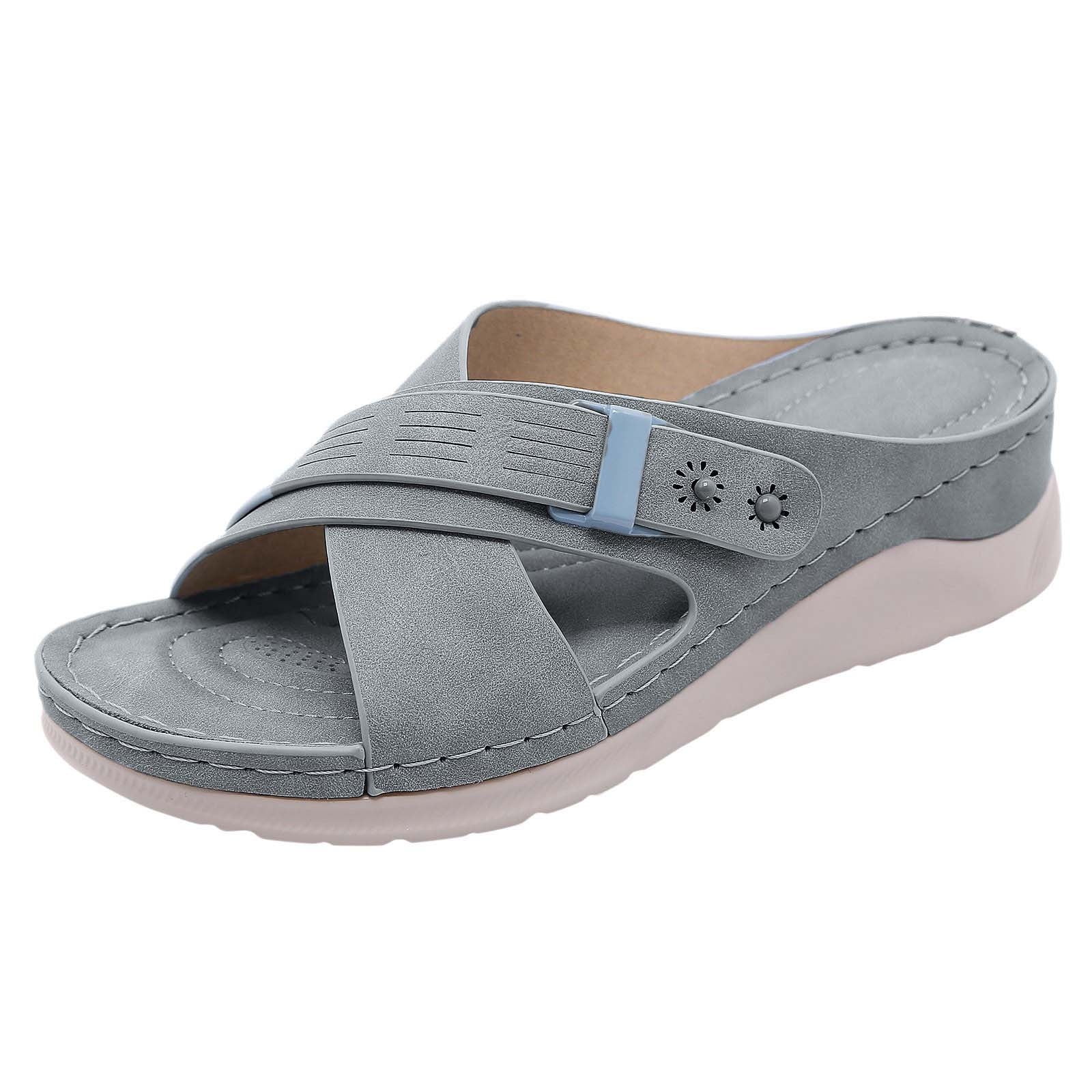 Juebong Slides Sandals for Women Slip on Platform Slide Sandals Dressy ...