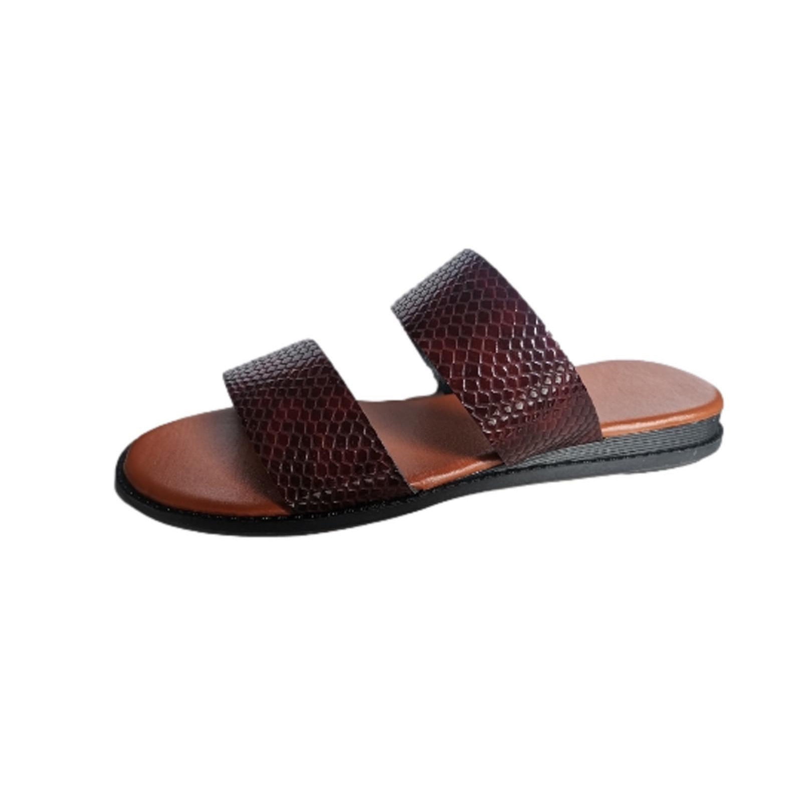 Juebong Two Band Sandal for Women Girls Dressy - Wide Width Flat Slide ...