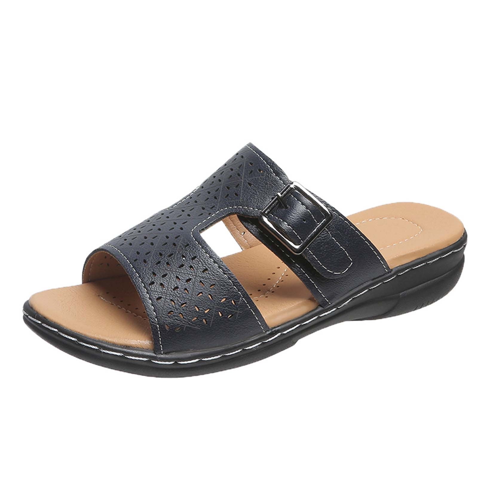 Juebong Wedge Slide Sandals for Women Dressy, Comfortable Orthopedic ...