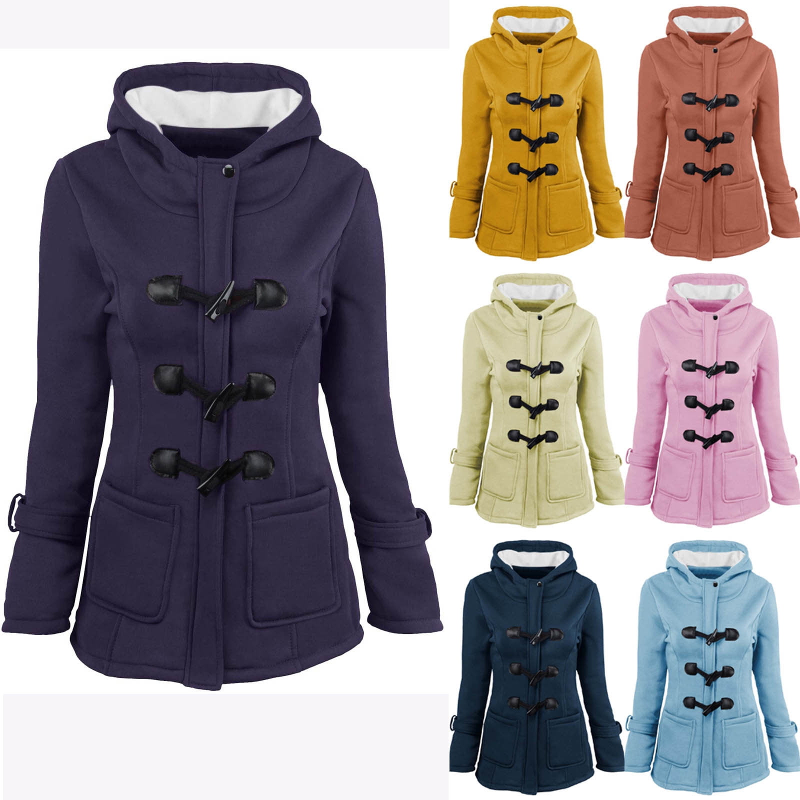 Juebong Winter Jackets for Women Fashion Horn Button Fleece Thicken ...
